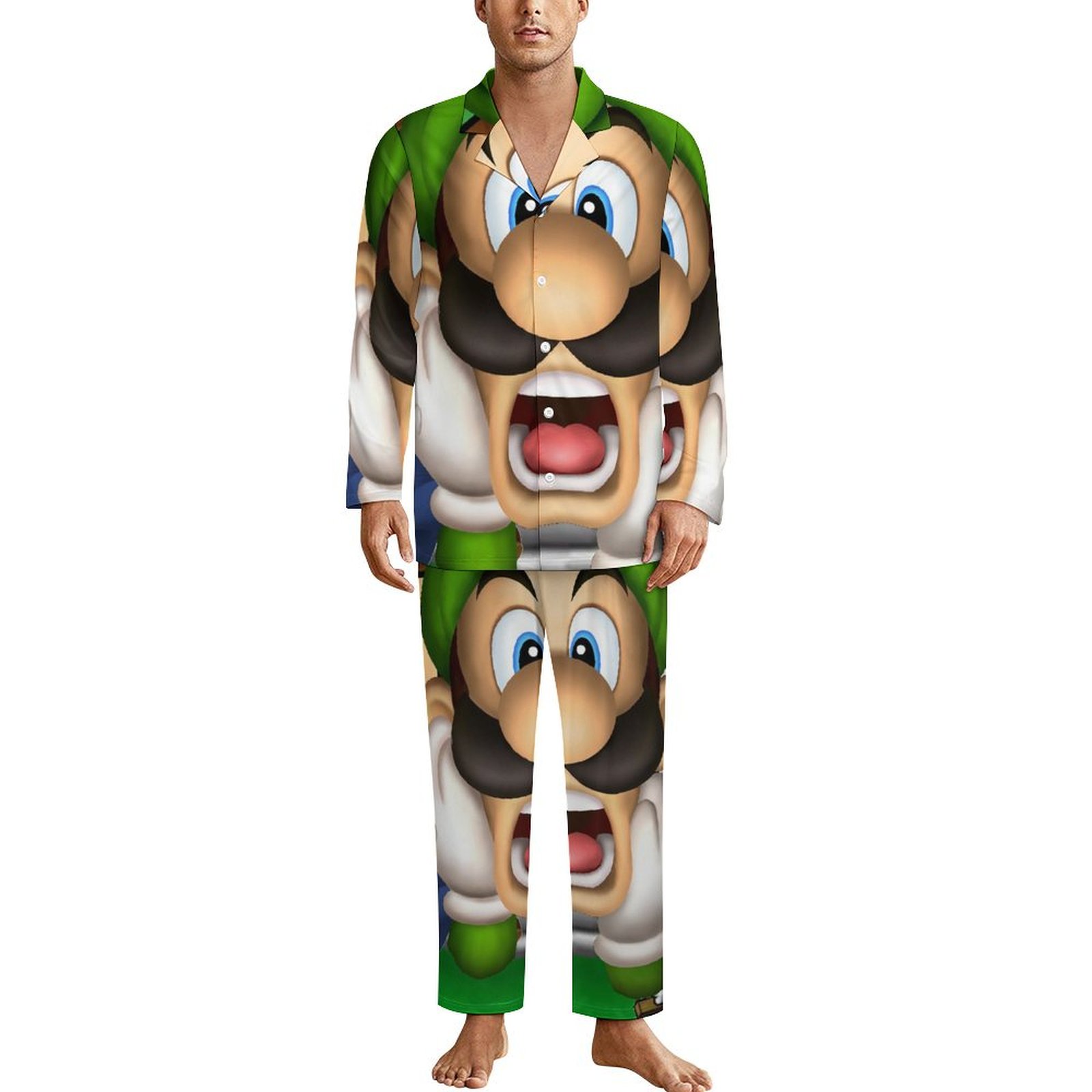 Luigi's Mansion Adventure Long Sleeved Pajama Set for Men Sleepwear ...