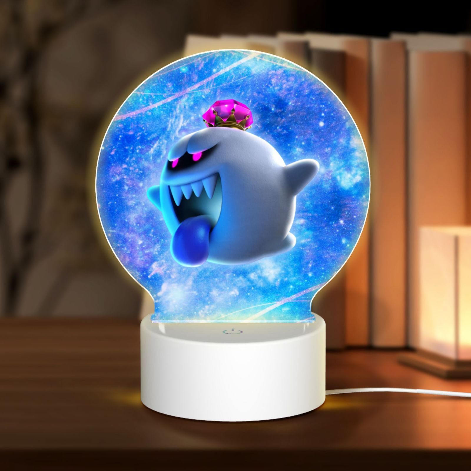Luigi's Mansion Boo Game Round Acrylic Night Light Decoration USB Cable LED Lamp Base with Touch ...