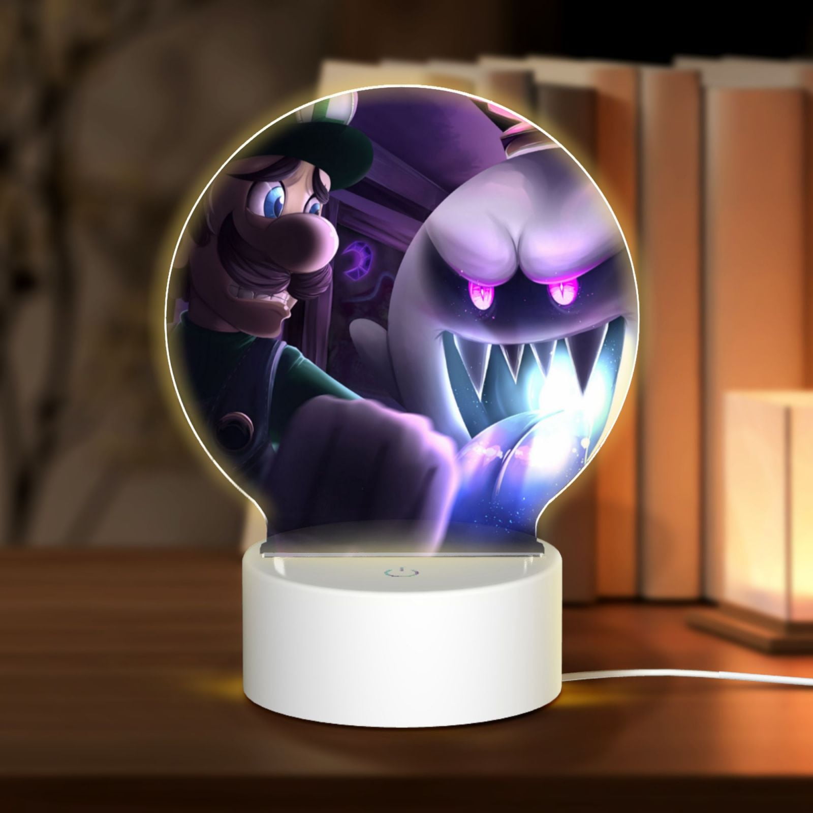 Luigi's Mansion Boo King Round Acrylic Night Light Decoration USB Cable ...