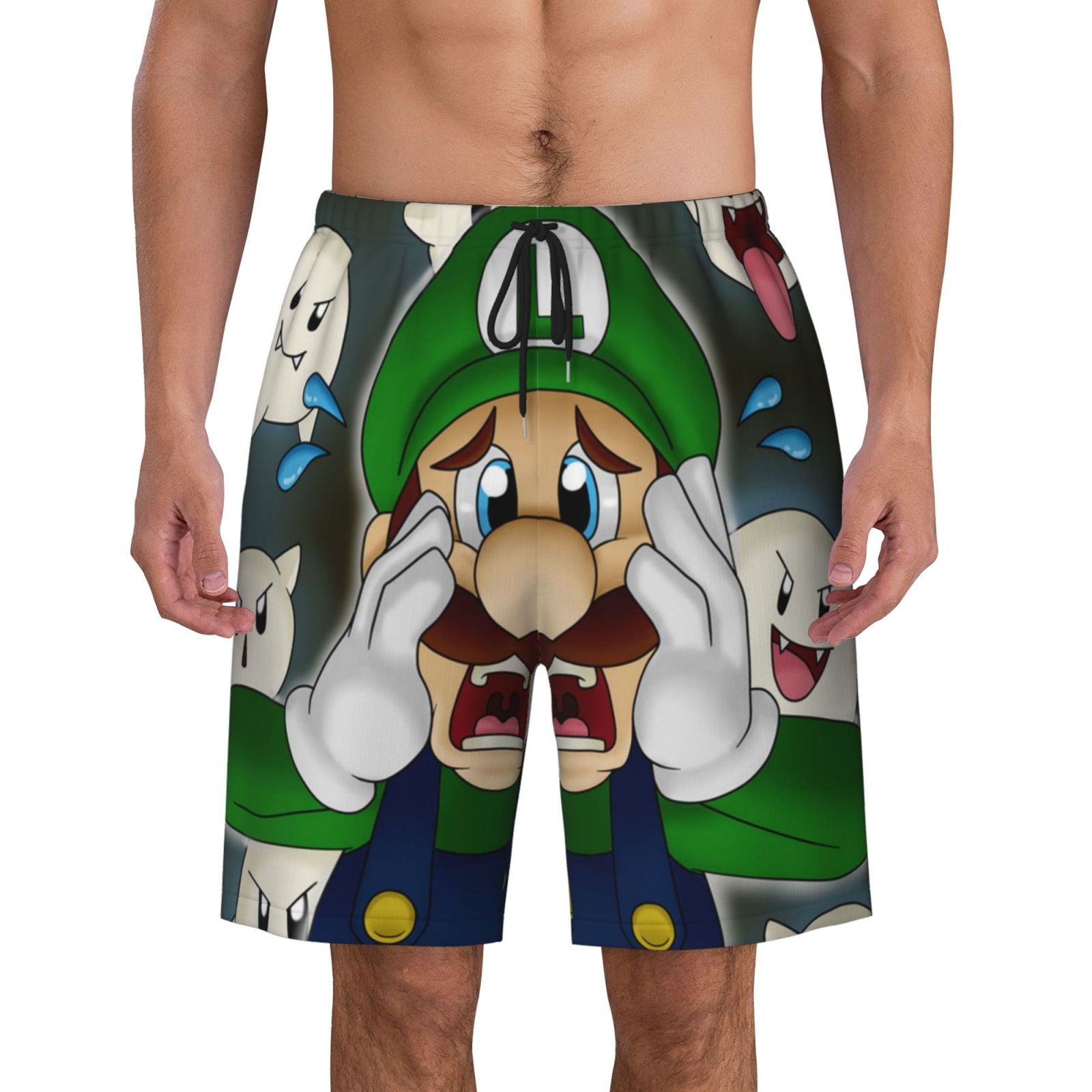 Luigi's Mansion Boo Moon Men's Swim Trunks Beach Board Shorts ...