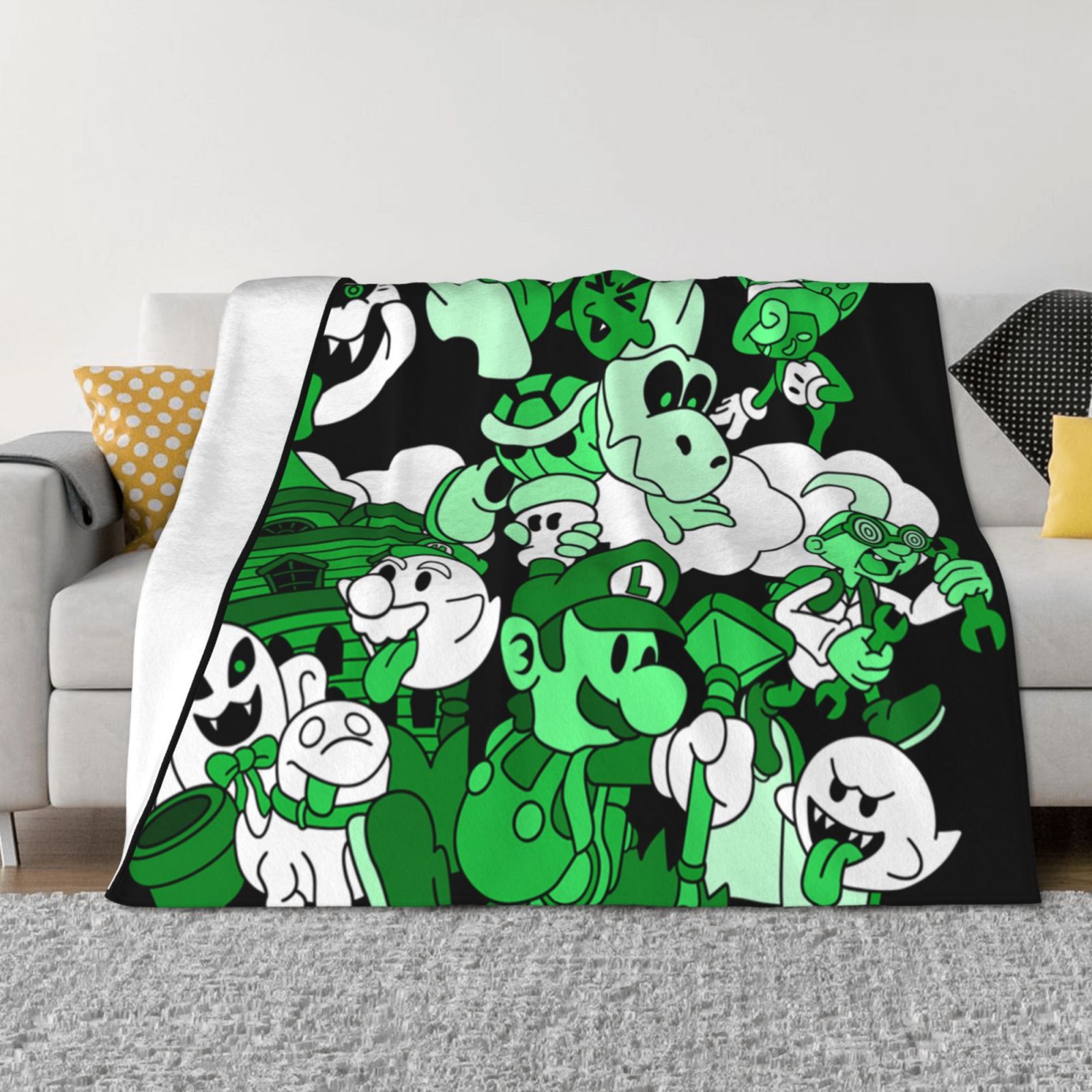 Luigi's Mansion Boo Scary Blanket Cozy Ultra-Soft Micro Flannel Throw ...