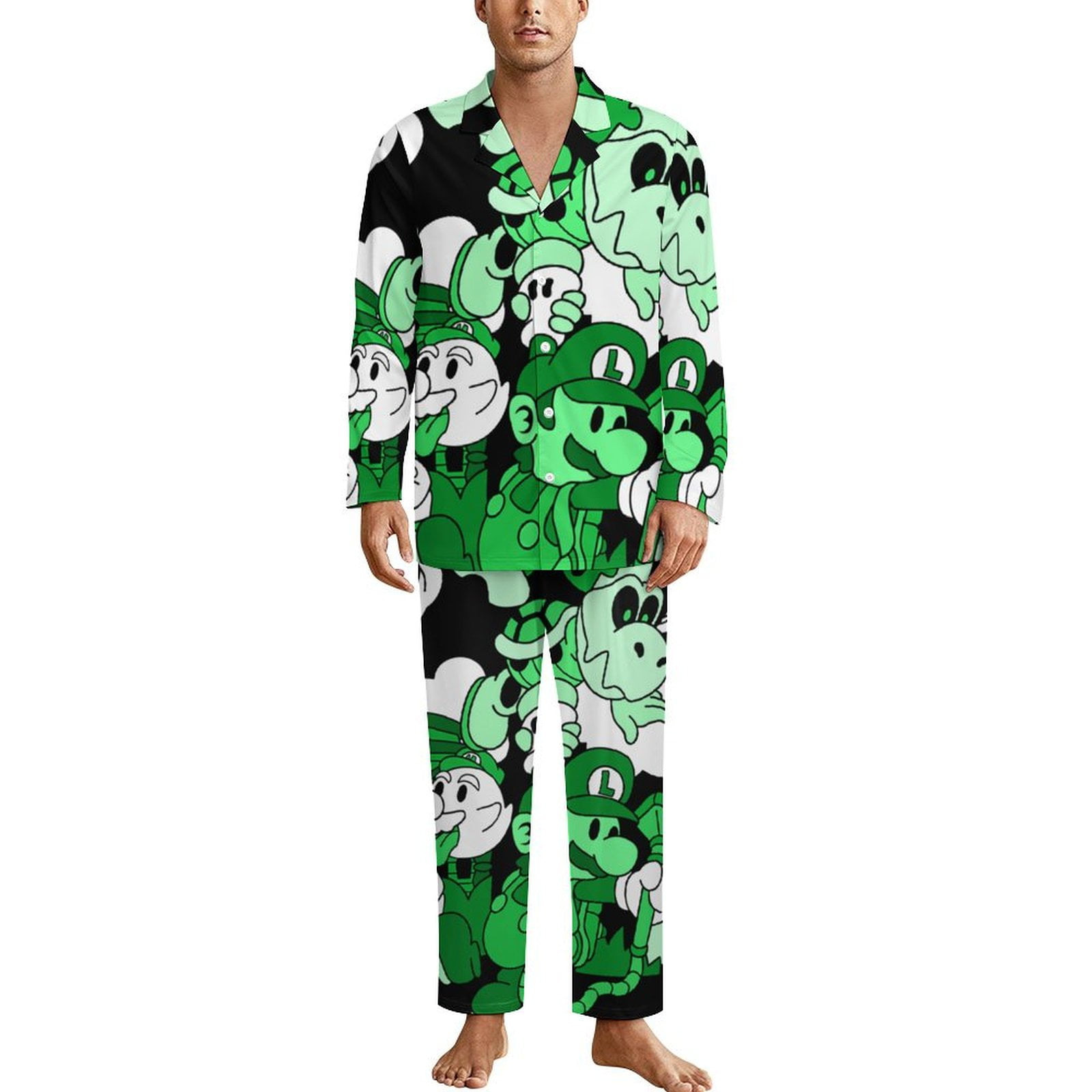 Luigi's Mansion Boo Scary Long Sleeved Pajama Set for Men Sleepwear ...