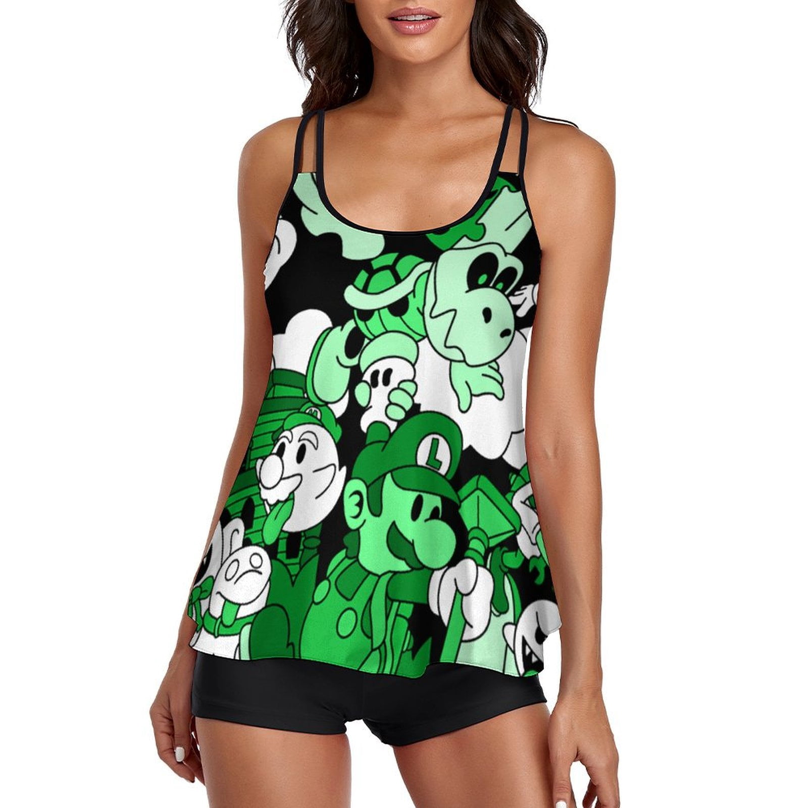 Luigi's Mansion Boo Scary Women's Tankini Swimsuits Tank Tops Swimwear ...