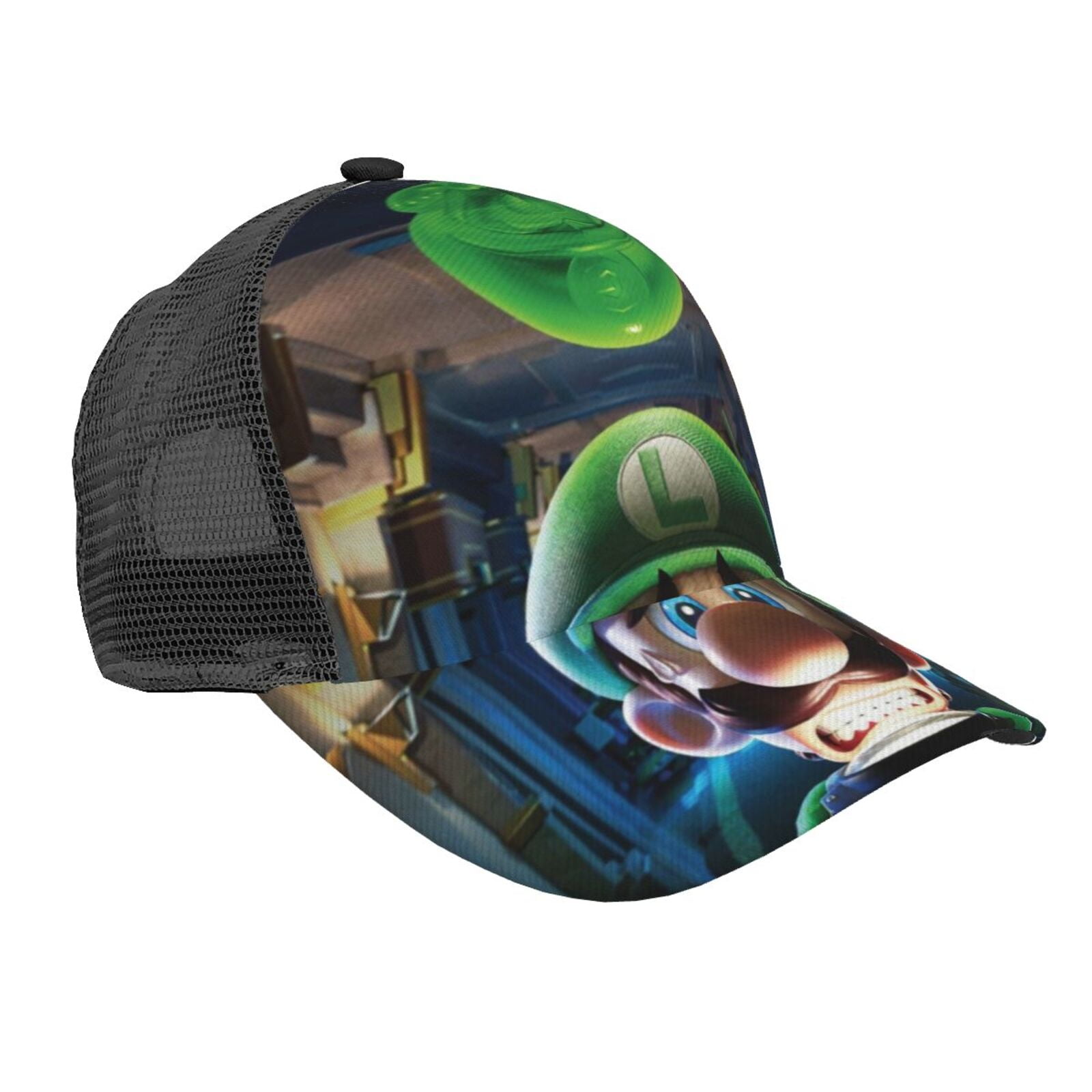 Luigi's Mansion Cartoon Mesh Baseball Cap Organizer Adjustable Trucker ...