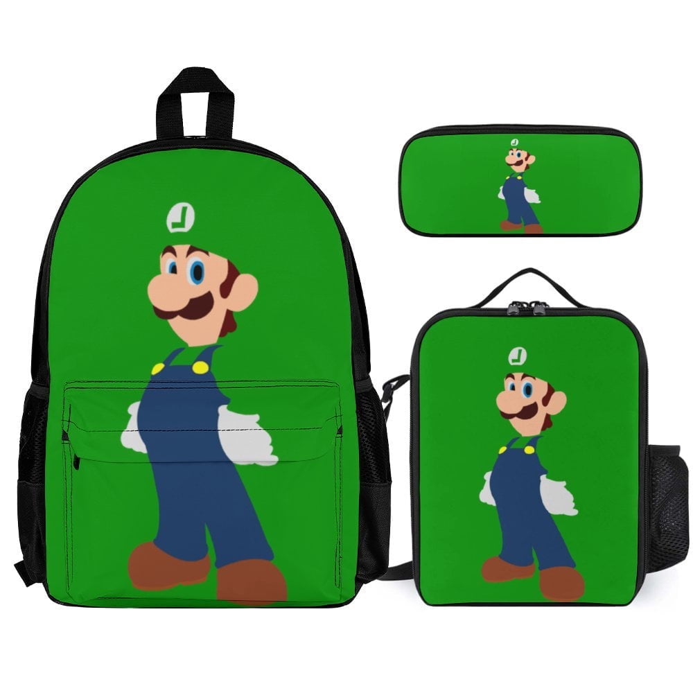 Luigi's Mansion Character Backpack 3 Pieces Set With Pencil Case Lunch ...