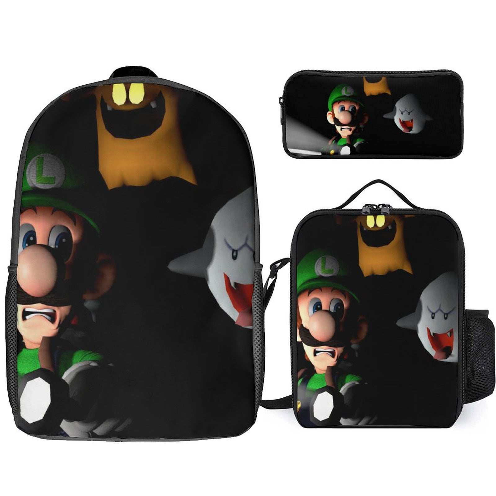 Luigi's Mansion Characters Laptop Backpack With Pencil Case Lunch Bag 3 ...