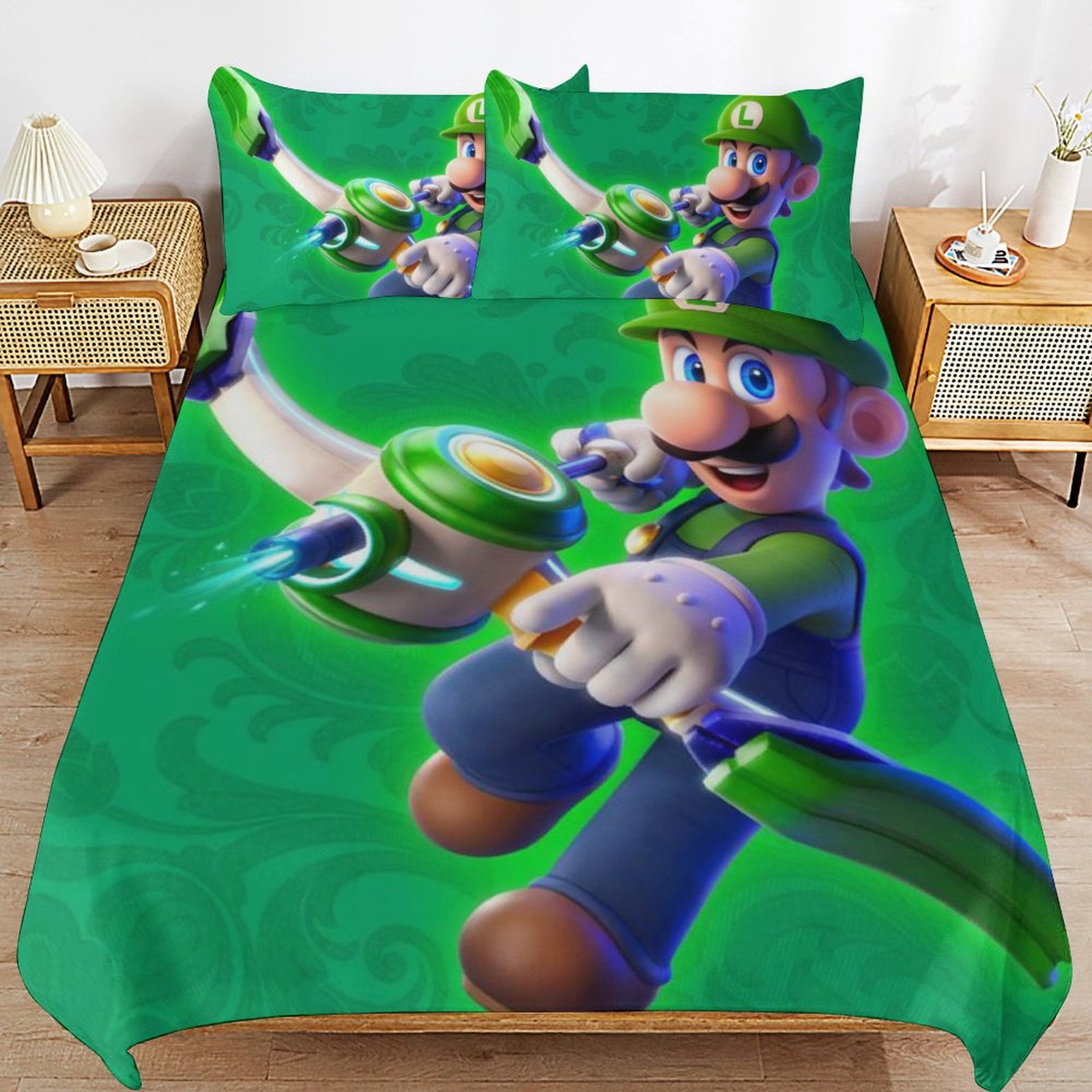 Luigi's Mansion Duvet Cover Set, 3 Piece Bedding Set 90"x90" Double ...