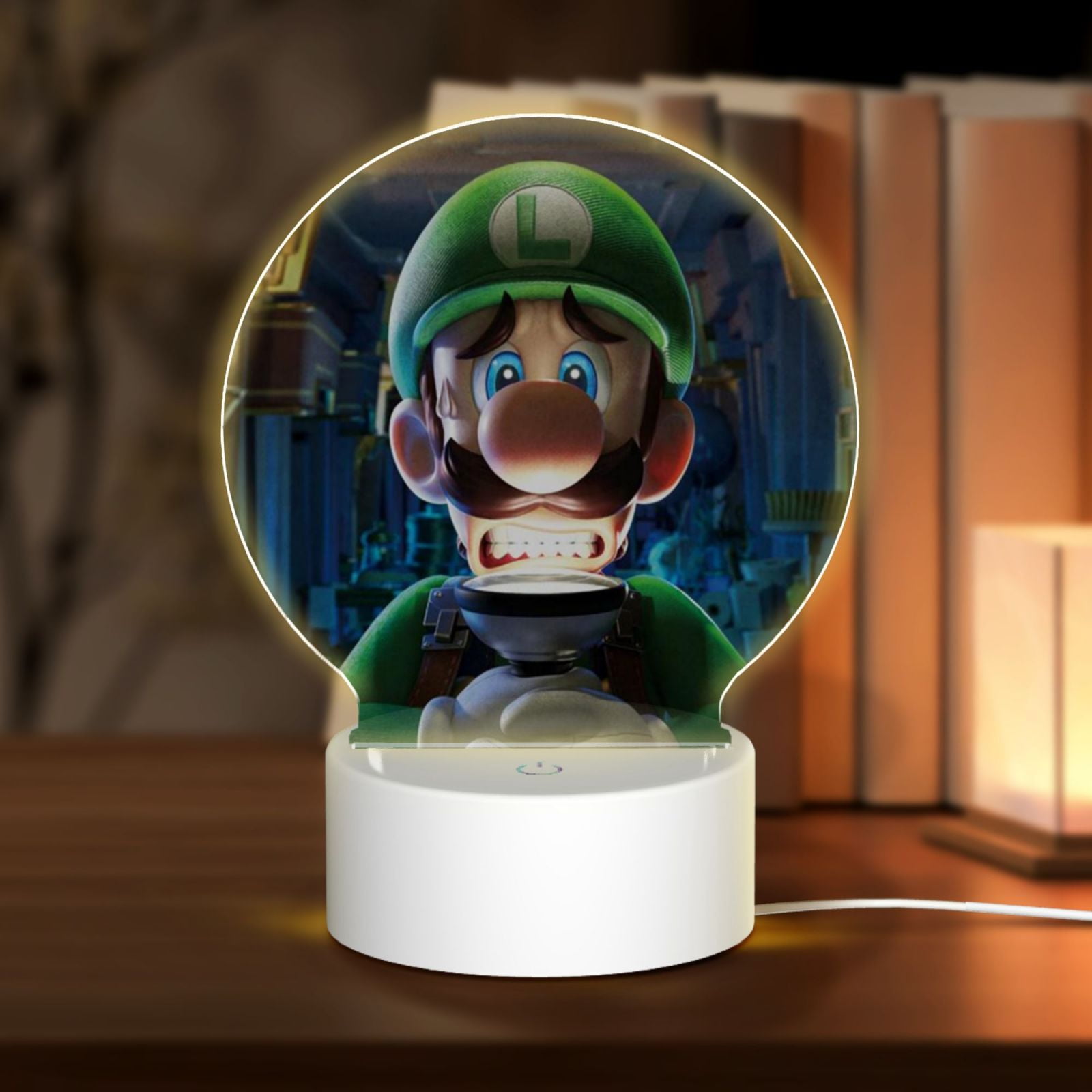 Luigi's Mansion Frightened Round Acrylic Night Light Decoration USB ...