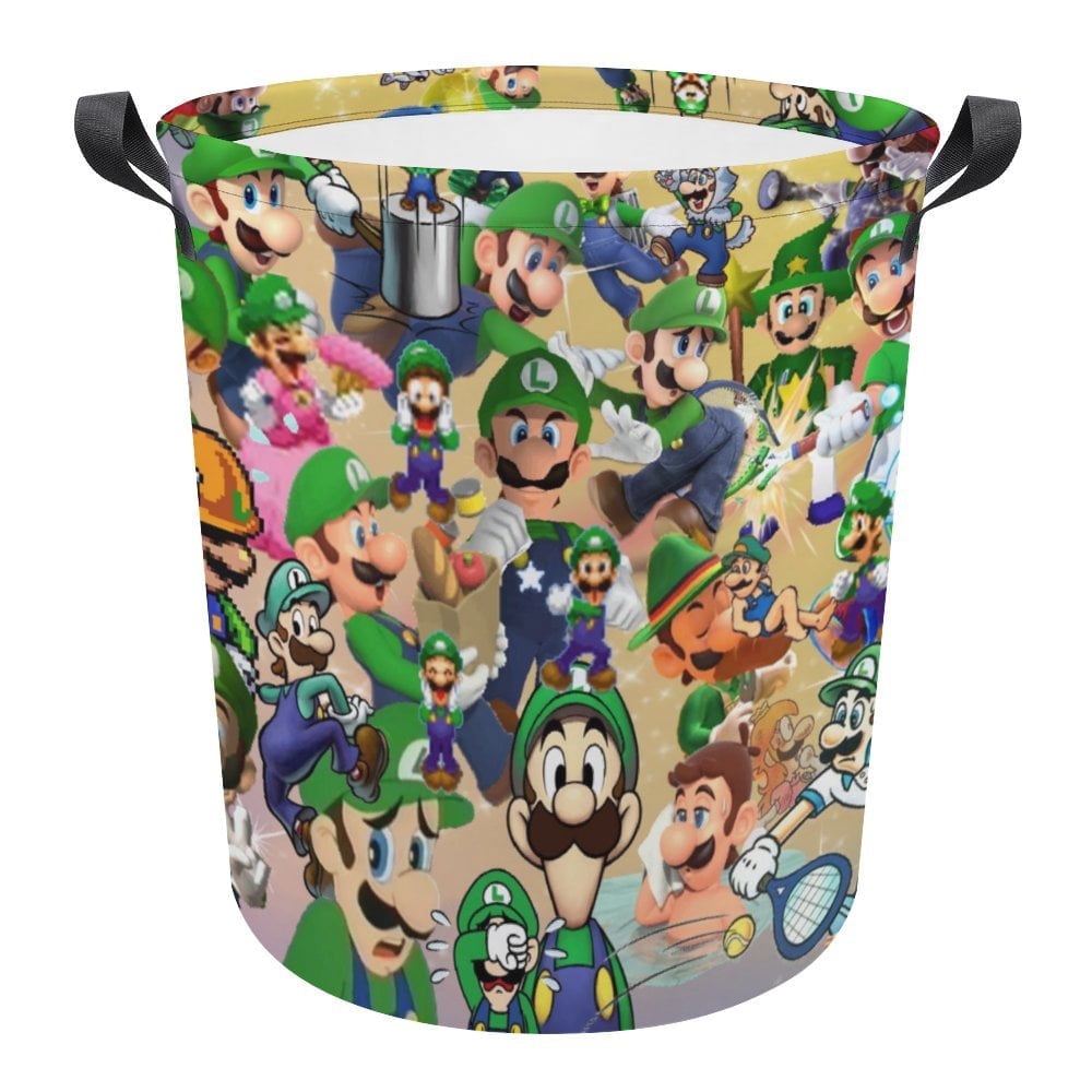 Luigi's Mansion Game Cartoon Circular Laundry Hamper Foldable Large ...