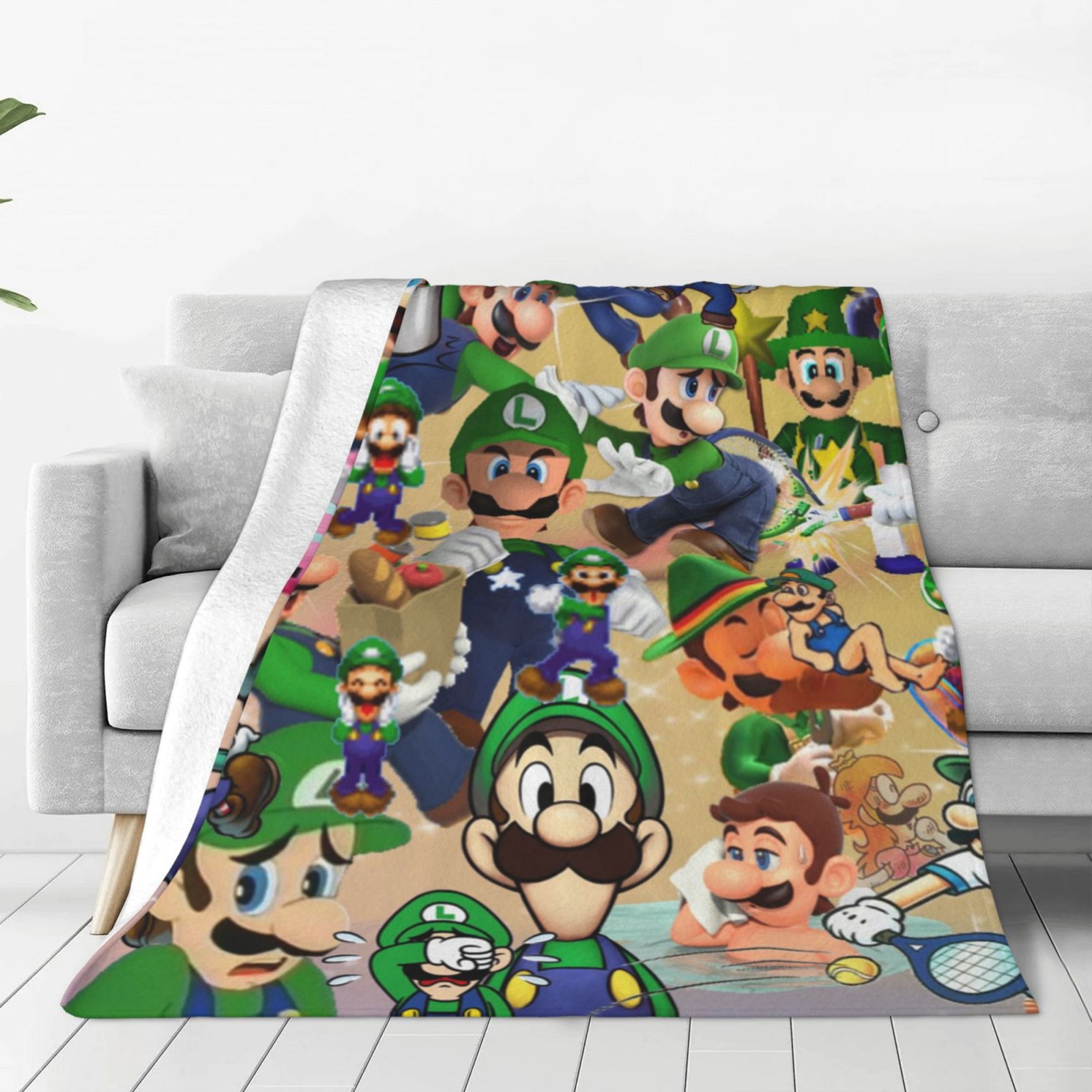 Luigi's Mansion Game Cartoon Flannel Blanket Cozy Ultra-Soft Micro ...