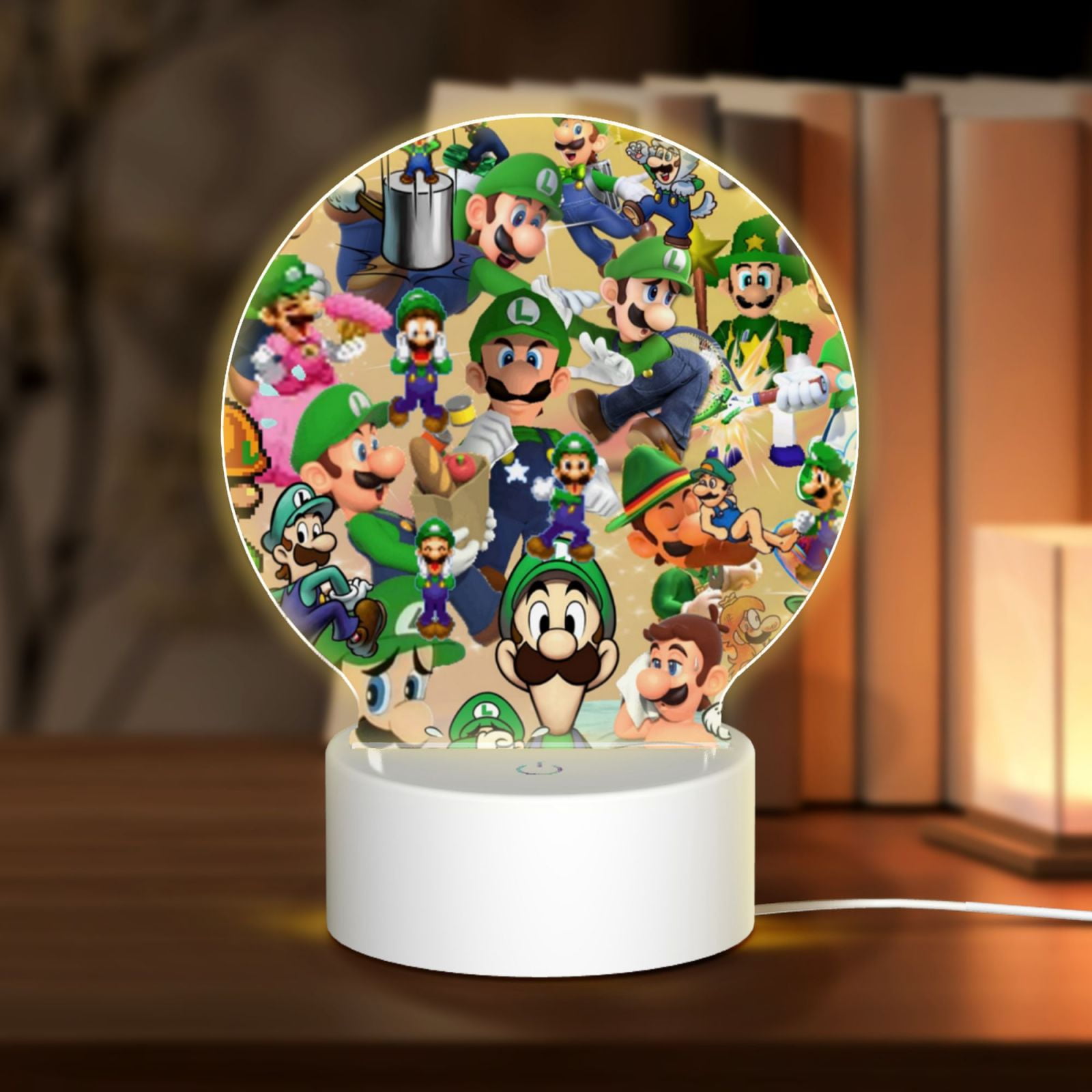 Luigi's Mansion Game Cartoon Round Acrylic Night Light Decoration USB ...