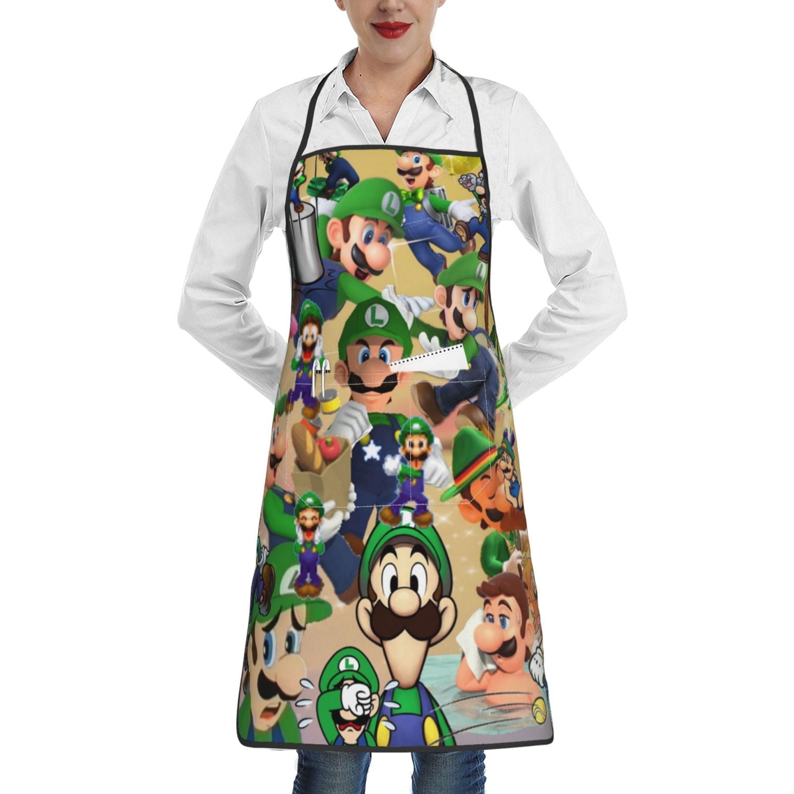 Luigi's Mansion Game Cartoon Waterproof Apron Home Decor Kitchen ...