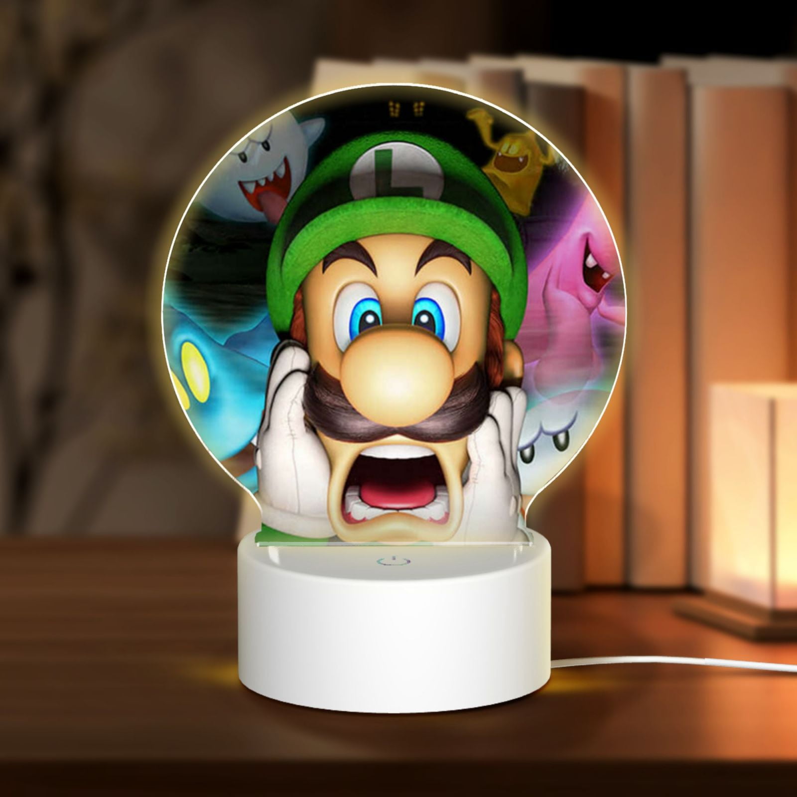Luigi's Mansion Game Horror Round Acrylic Night Light Decoration USB ...