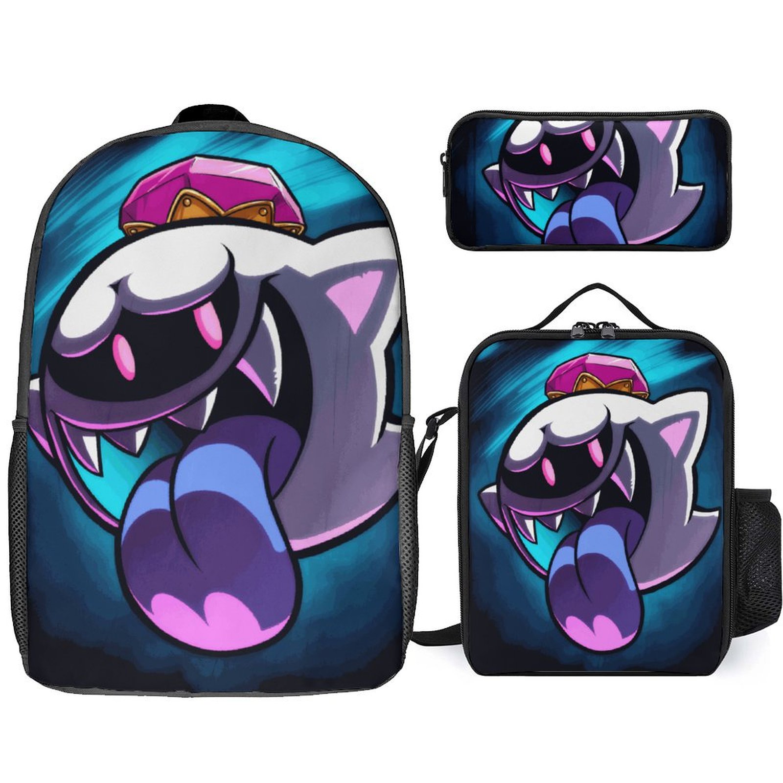Luigi's Mansion Game King Boo Laptop Backpack With Pencil Case Lunch ...
