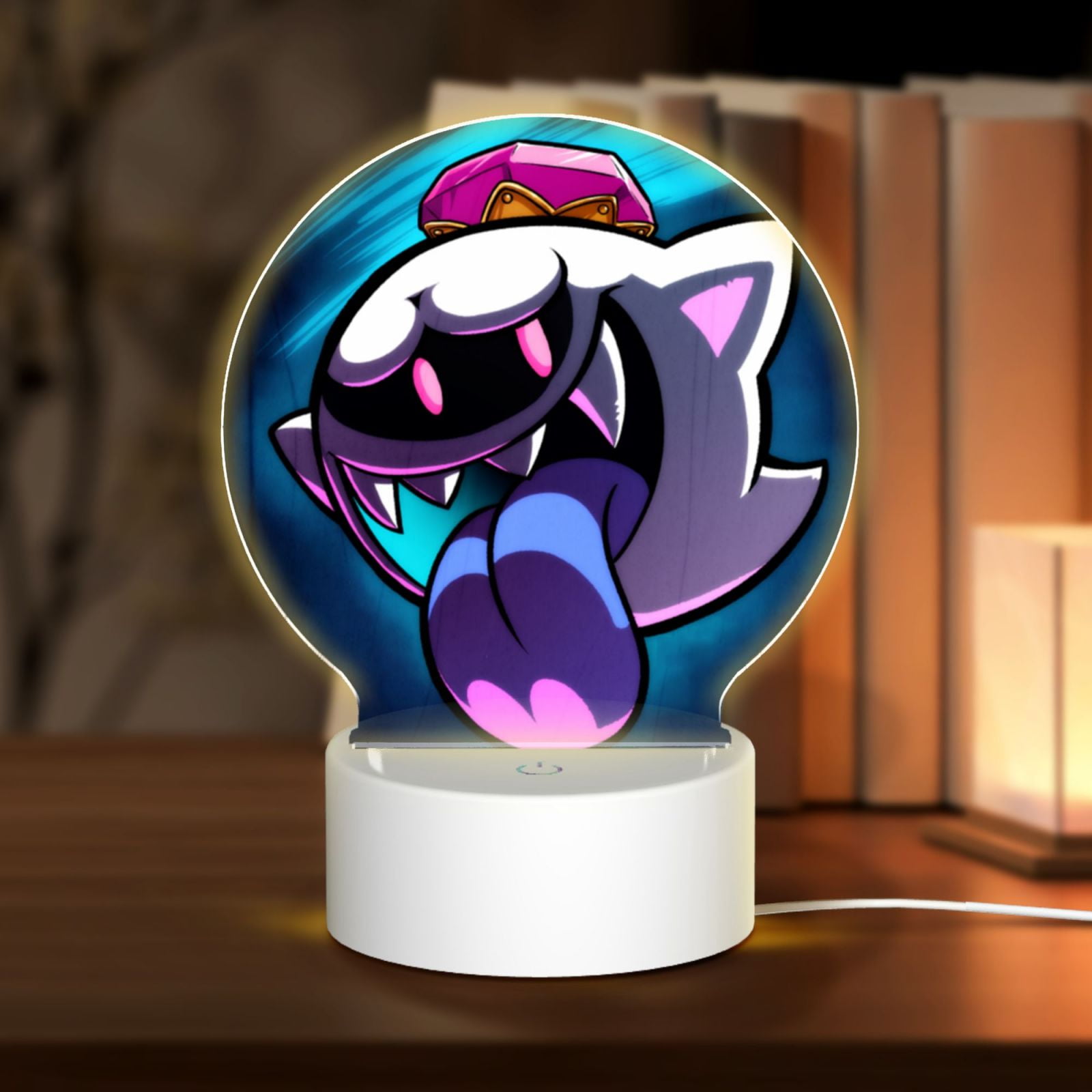 Luigi's Mansion Game King Boo Round Acrylic Night Light Decoration USB ...
