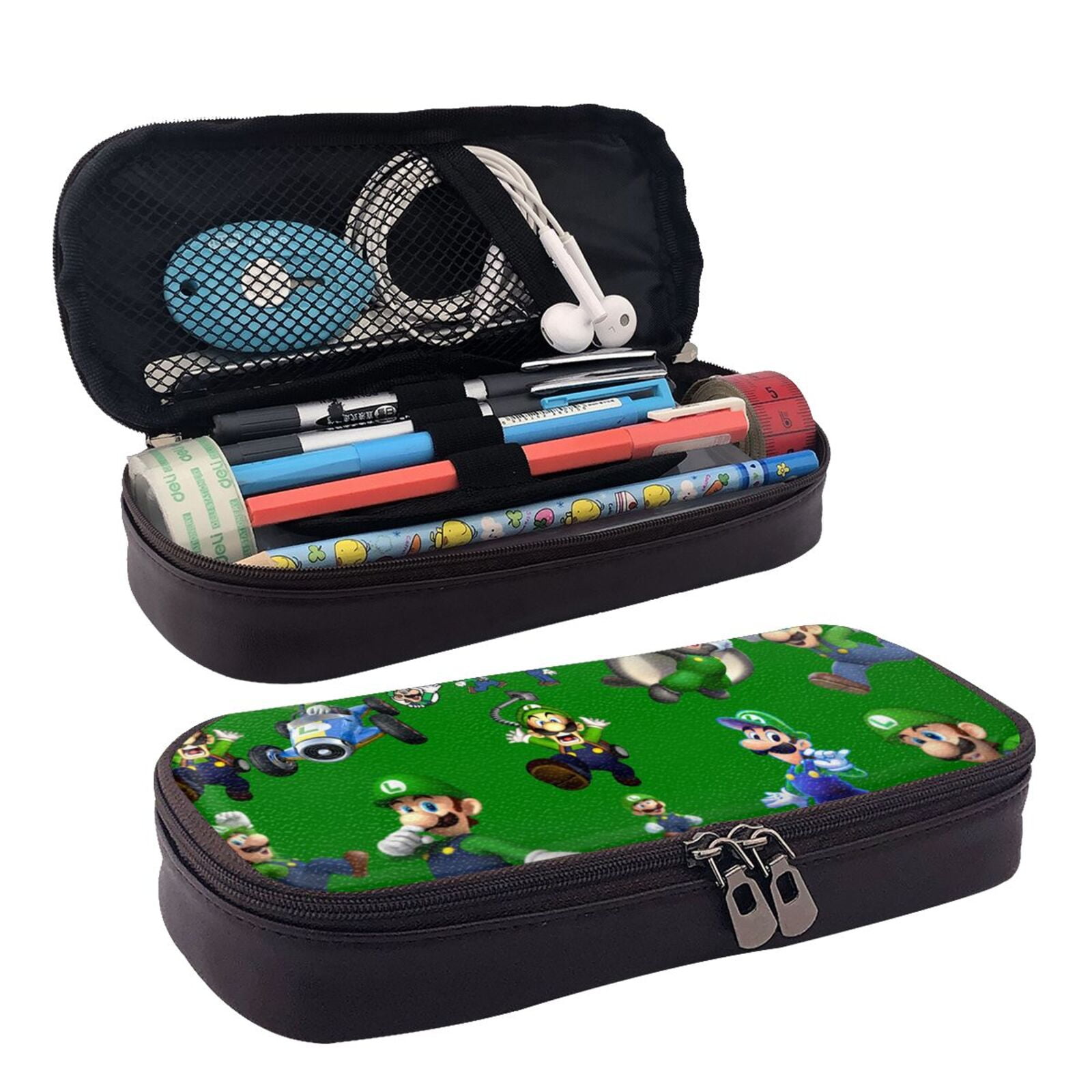 Luigi's Mansion Game Pencil Case Brown Leather Pen Bag Stationery Pouch ...