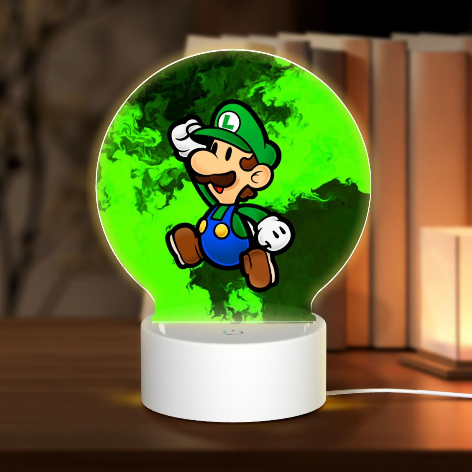 Luigi's Mansion Game Round Acrylic Night Light Decoration USB Cable LED ...