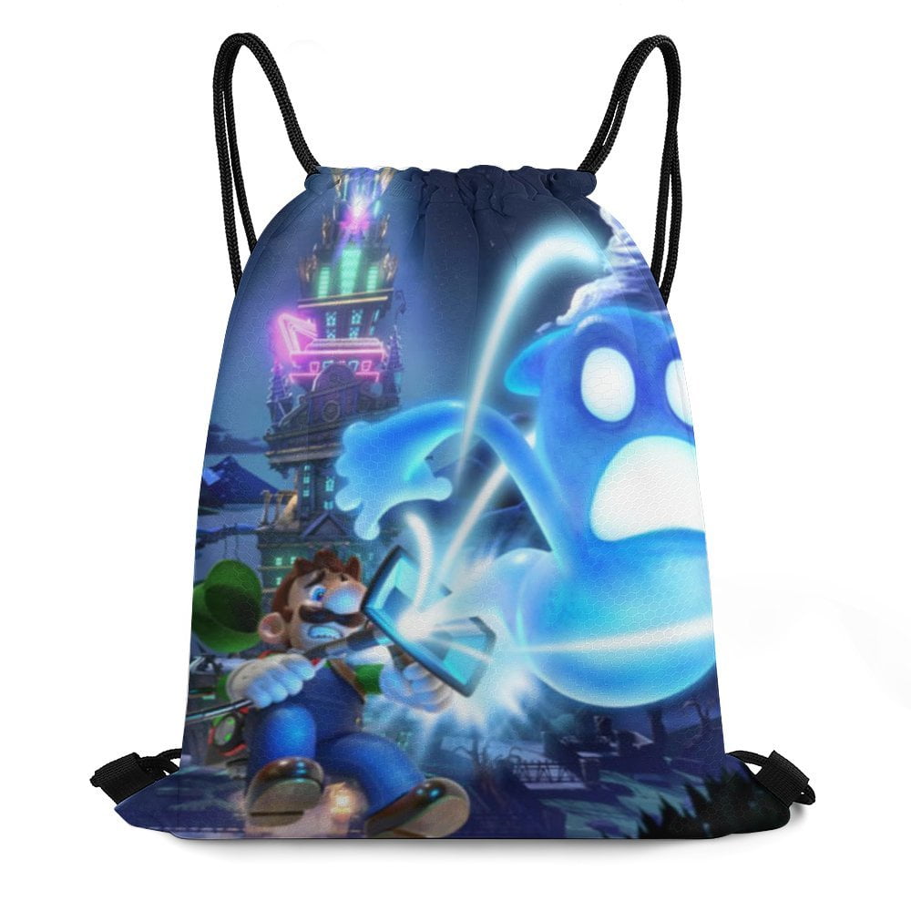 Luigi's Mansion Gym Bag Simple Casual Drawstring Backpack Outdoor ...