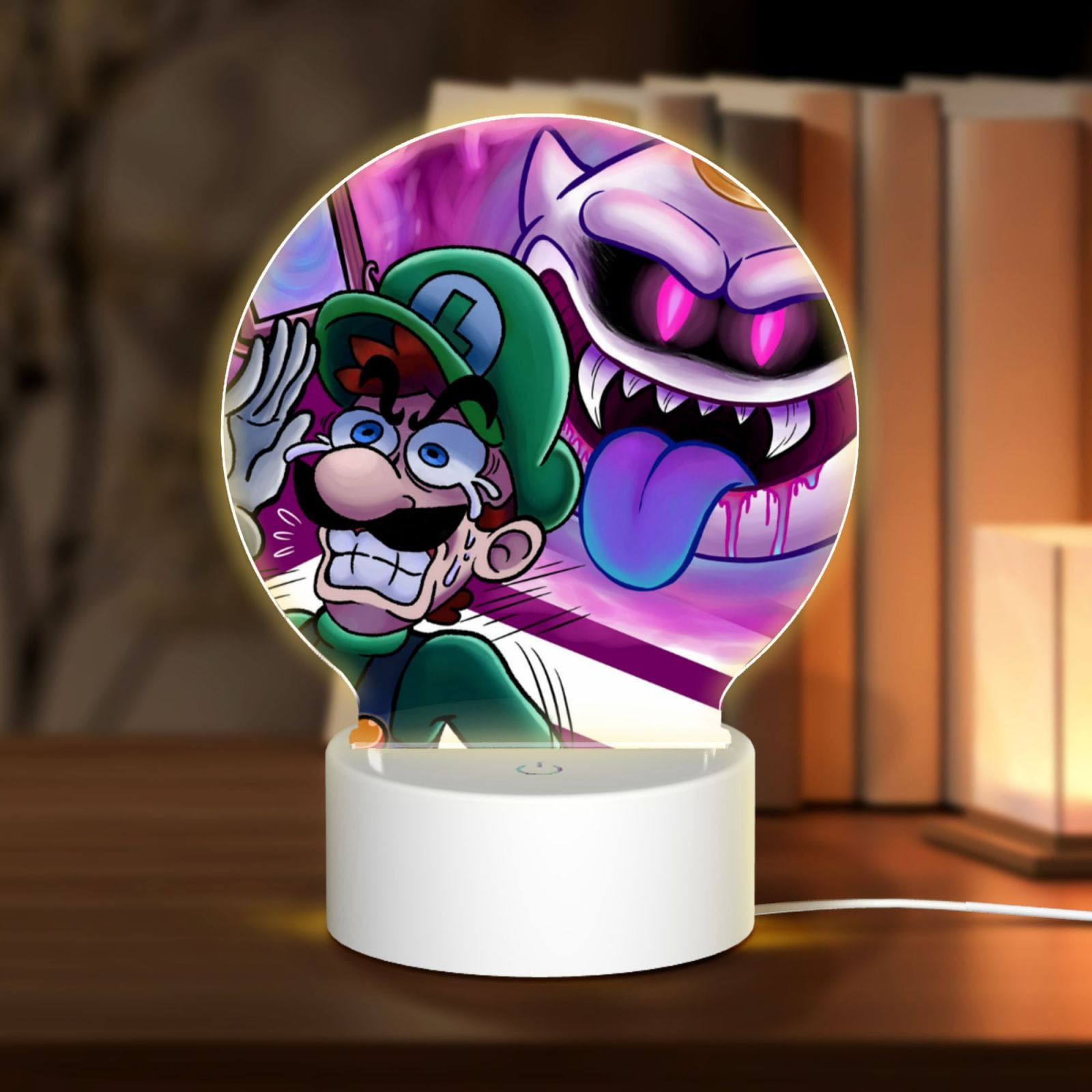 Luigi's Mansion Horror Round Acrylic Night Light Decoration USB Cable ...