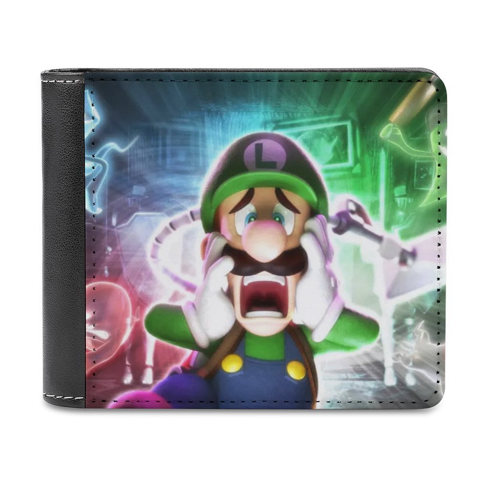 Luigi's Mansion Leather Wallet for Men Women Two Fold Purse Slim Cash ...