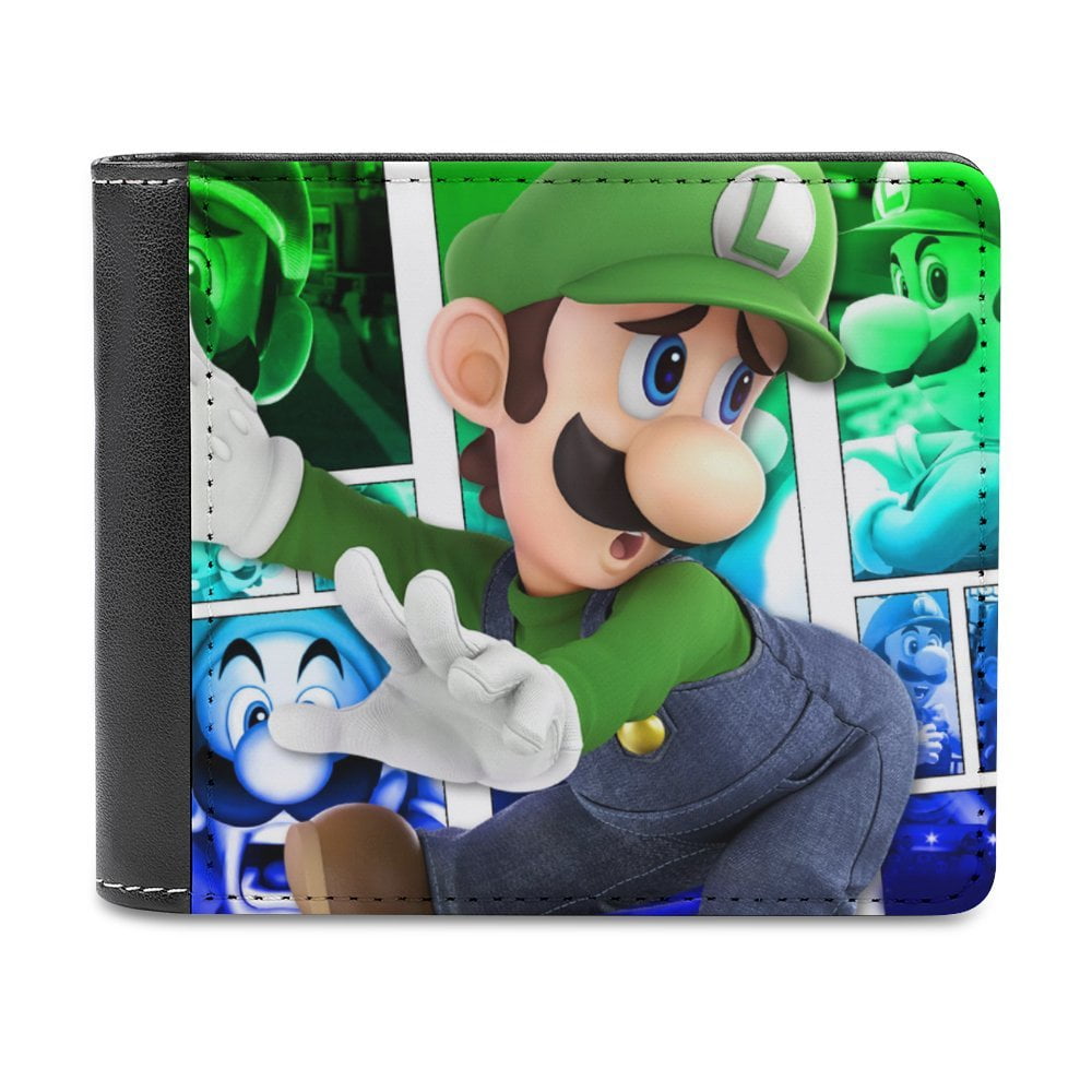 Luigi's Mansion Leather Wallet for Men Women Two Fold Purse Slim Cash ...