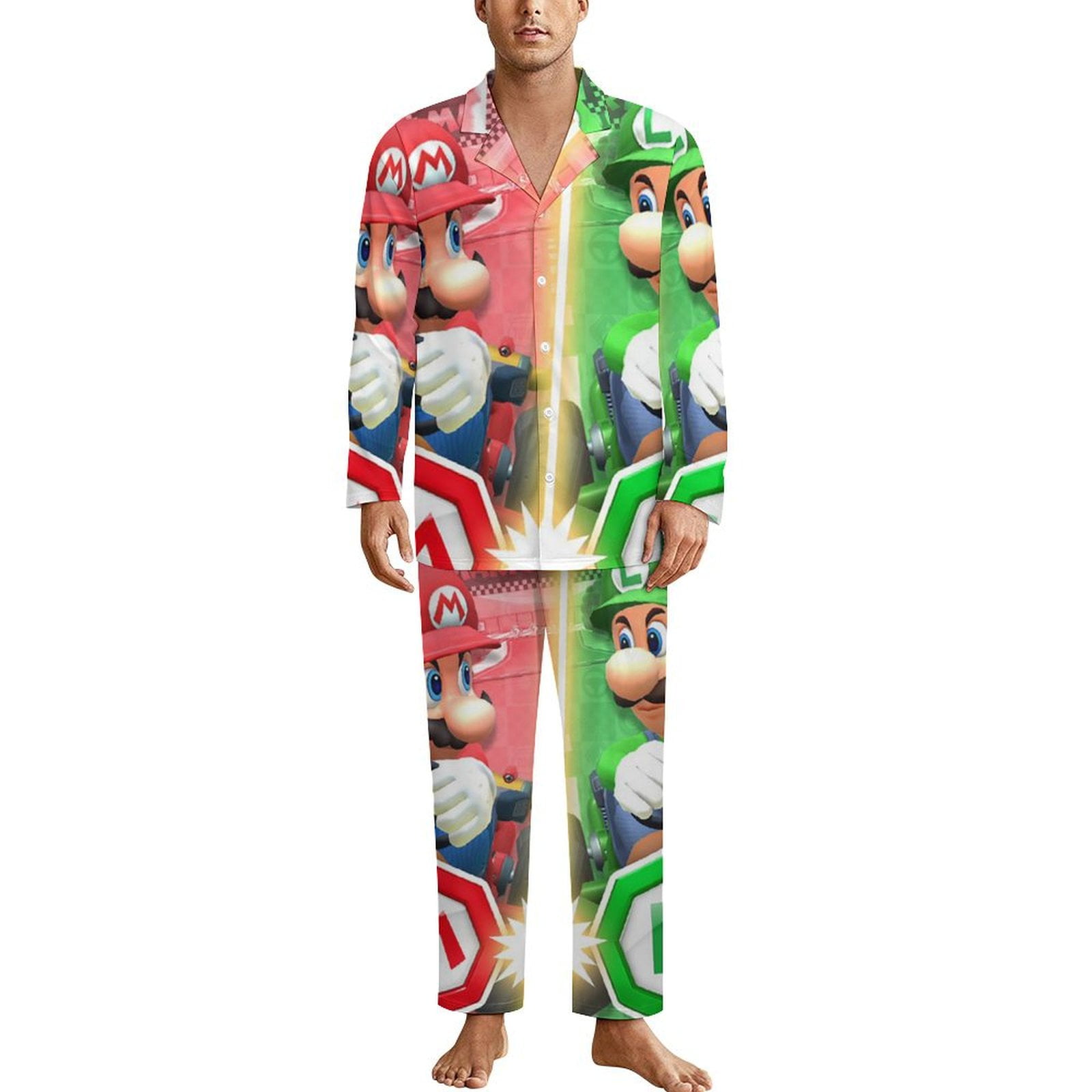 Luigi's Mansion Mario Game Long Sleeved Pajama Set for Men Sleepwear ...