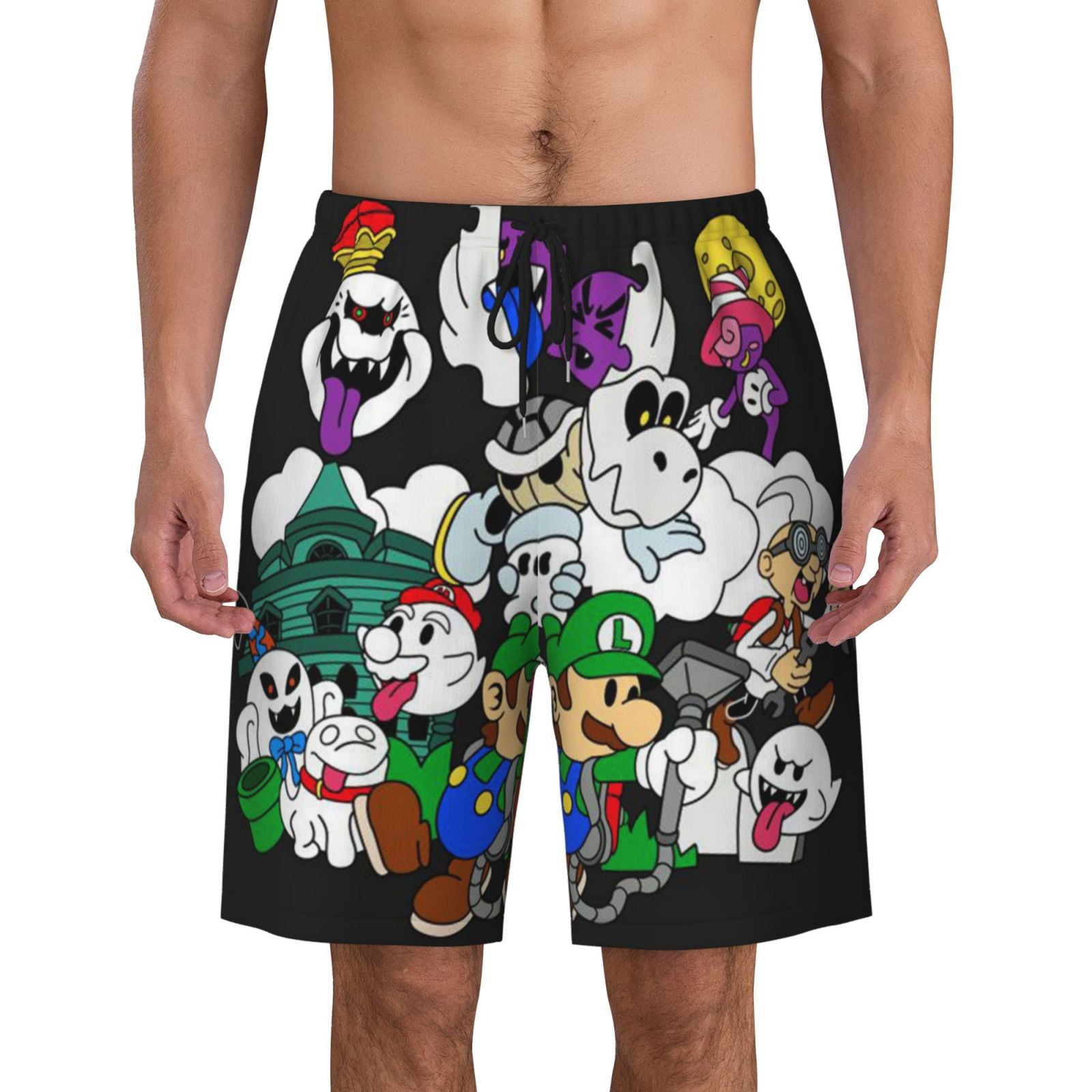 Luigi's Mansion Men's Swim Trunks Beach Board Shorts Drawstring ...