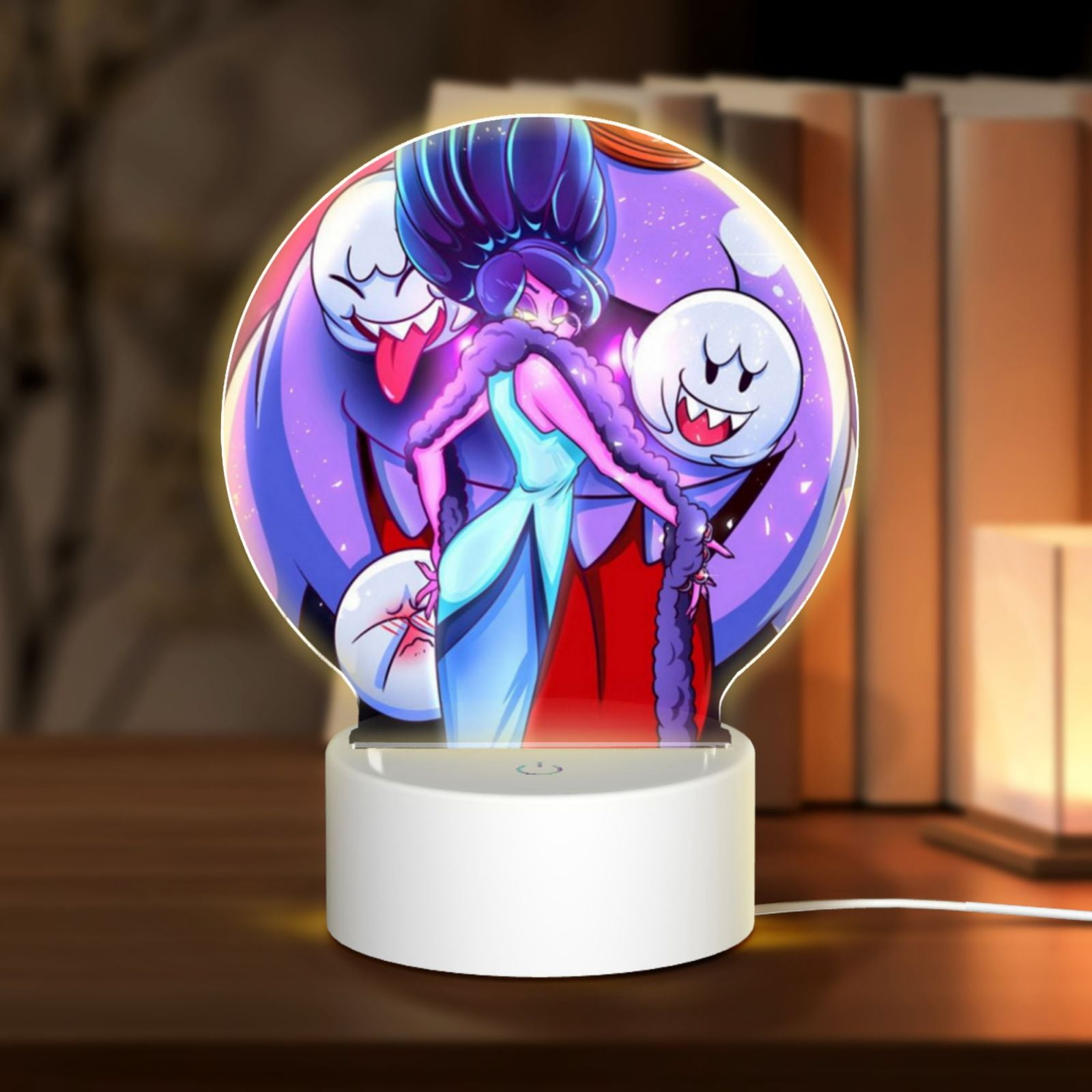 Luigi's Mansion Player Round Acrylic Night Light Decoration USB Cable ...