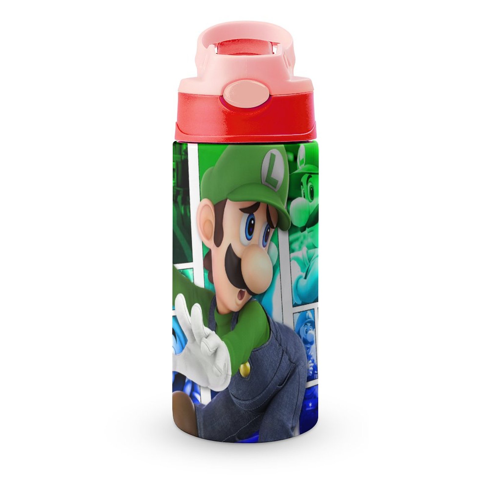 Luigi's Mansion Portable Water Bottle Insulated Stainless Steel Water Cup With Straw for Travel ...