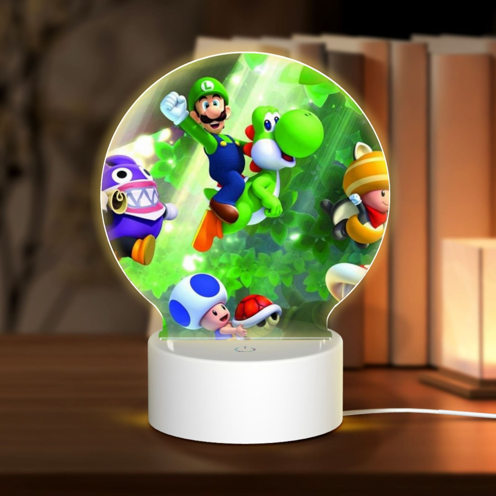 Luigi's Mansion Poster Round Acrylic Night Light Decoration USB Cable ...