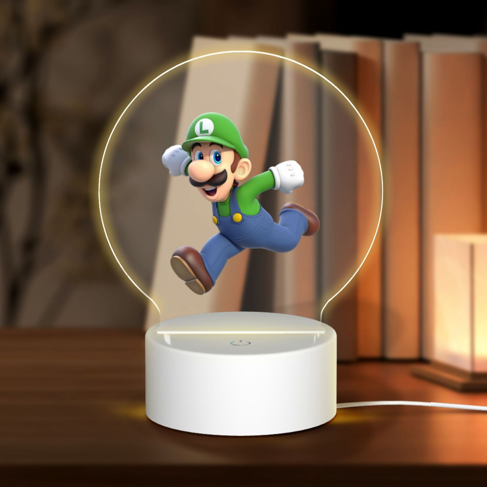 Luigi's Mansion Round Acrylic Night Light Decoration USB Cable LED Lamp ...
