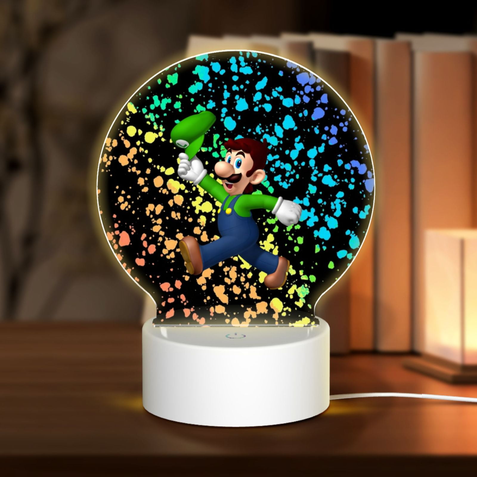 Luigi's Mansion Running Round Acrylic Night Light Decoration USB Cable ...
