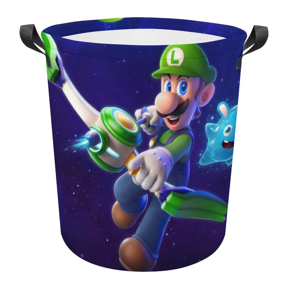 Luigi's Mansion Shot Circular Laundry Hamper Foldable Large Storage Baskets Organizer Bin Bag ...