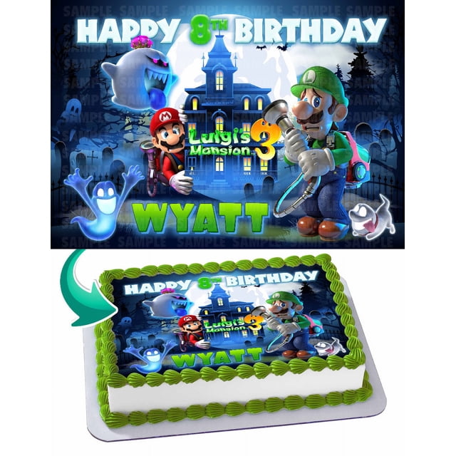 Luigis Mansion 3 Mario Edible Cake Image Topper Personalized Birthday ...