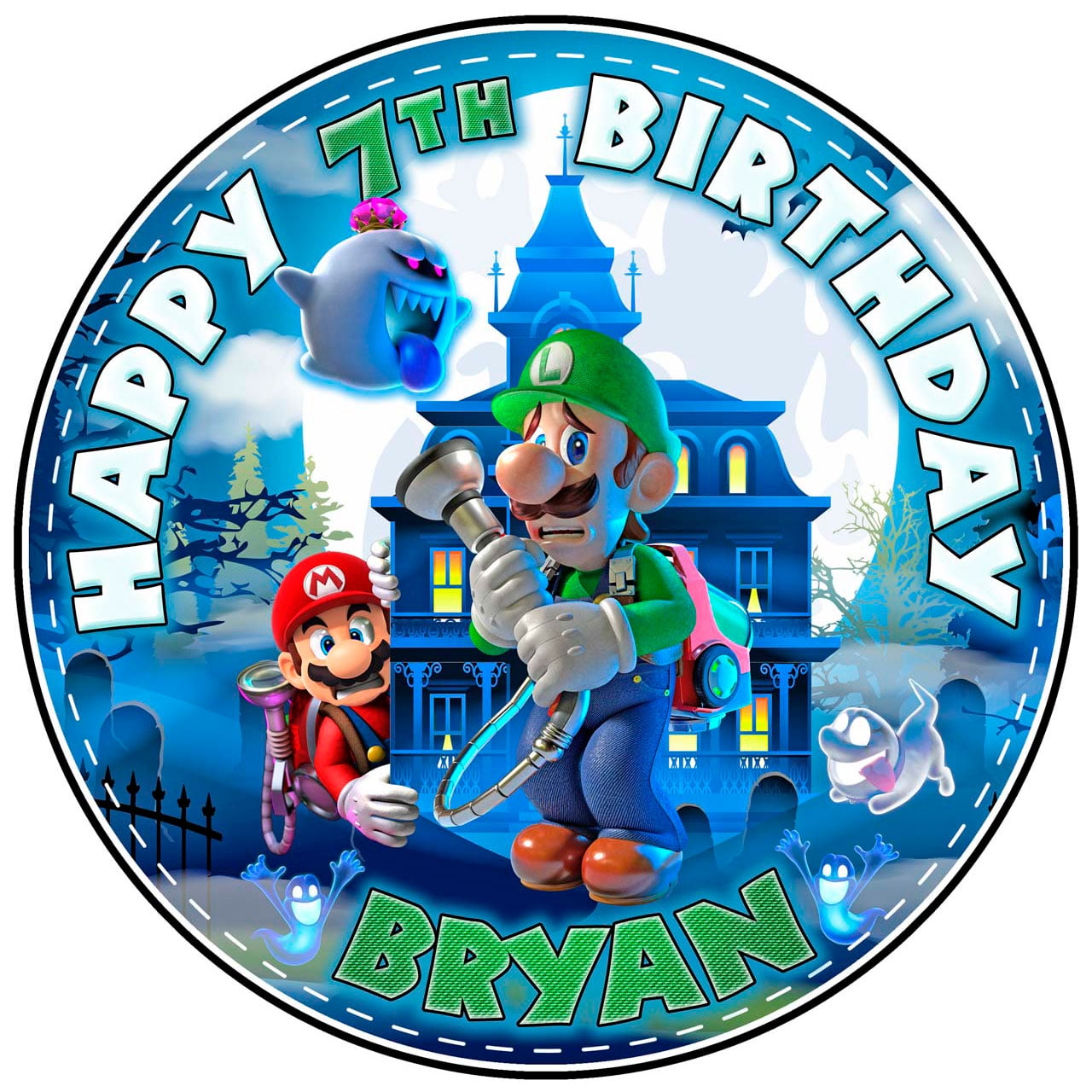 Luigis Mansion Edible Image Cake Topper Personalized Birthday Sheet ...