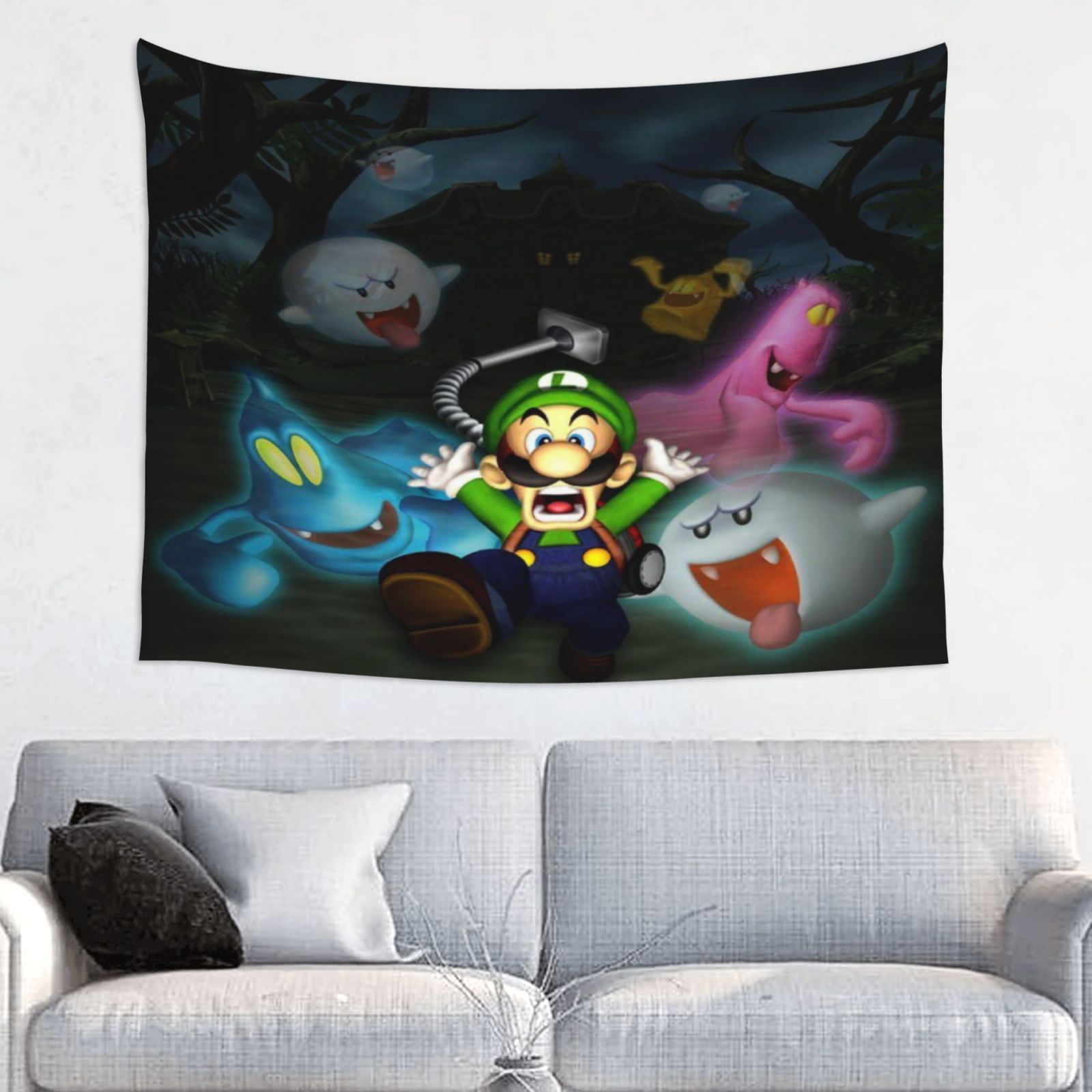 Luigui Mansion Wall Tapestry Cartoon Poster for Bedroom Aesthetics ...