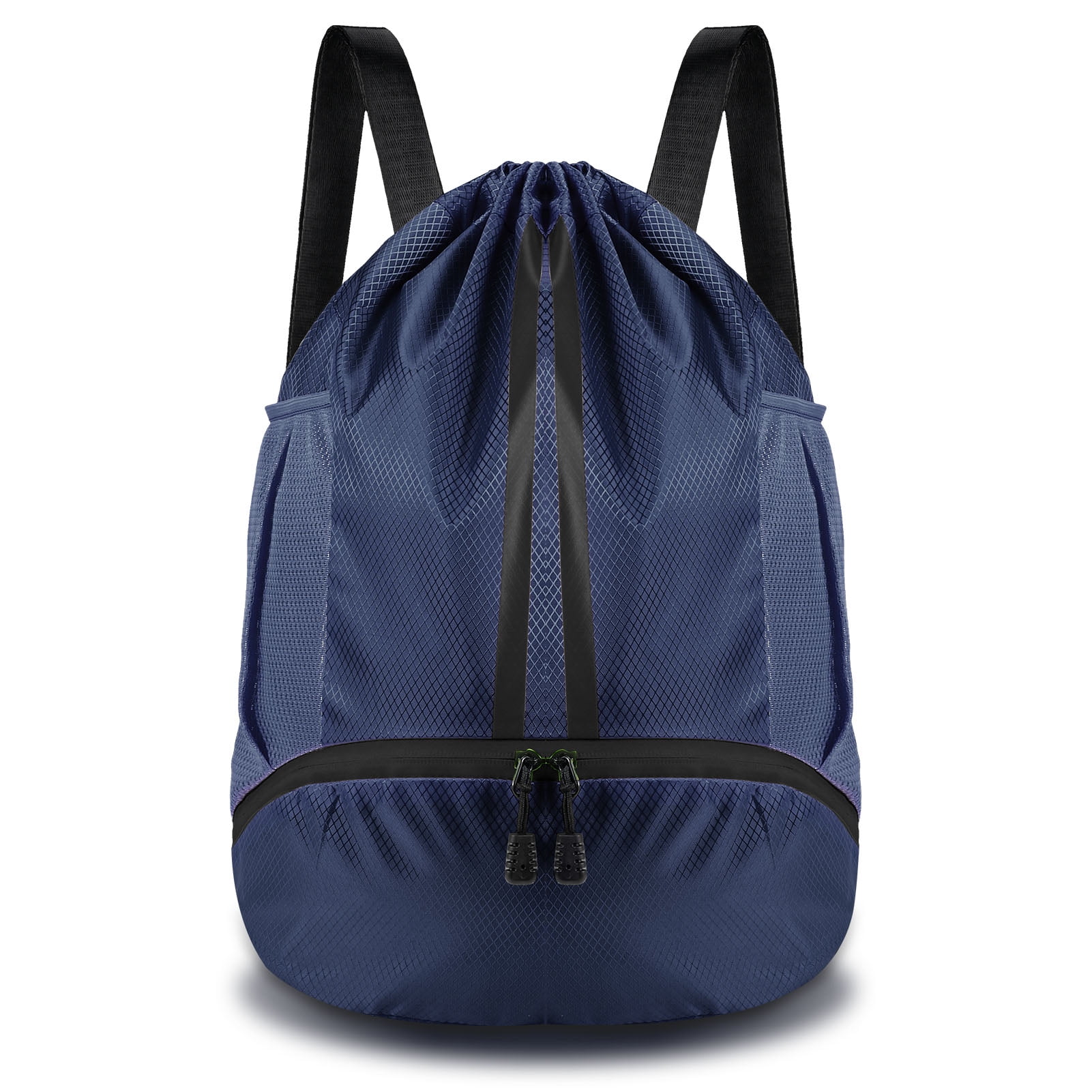 Luiisis Unisex Drawstring Backpack Navy, Large Capacity Oxford Cloth ...