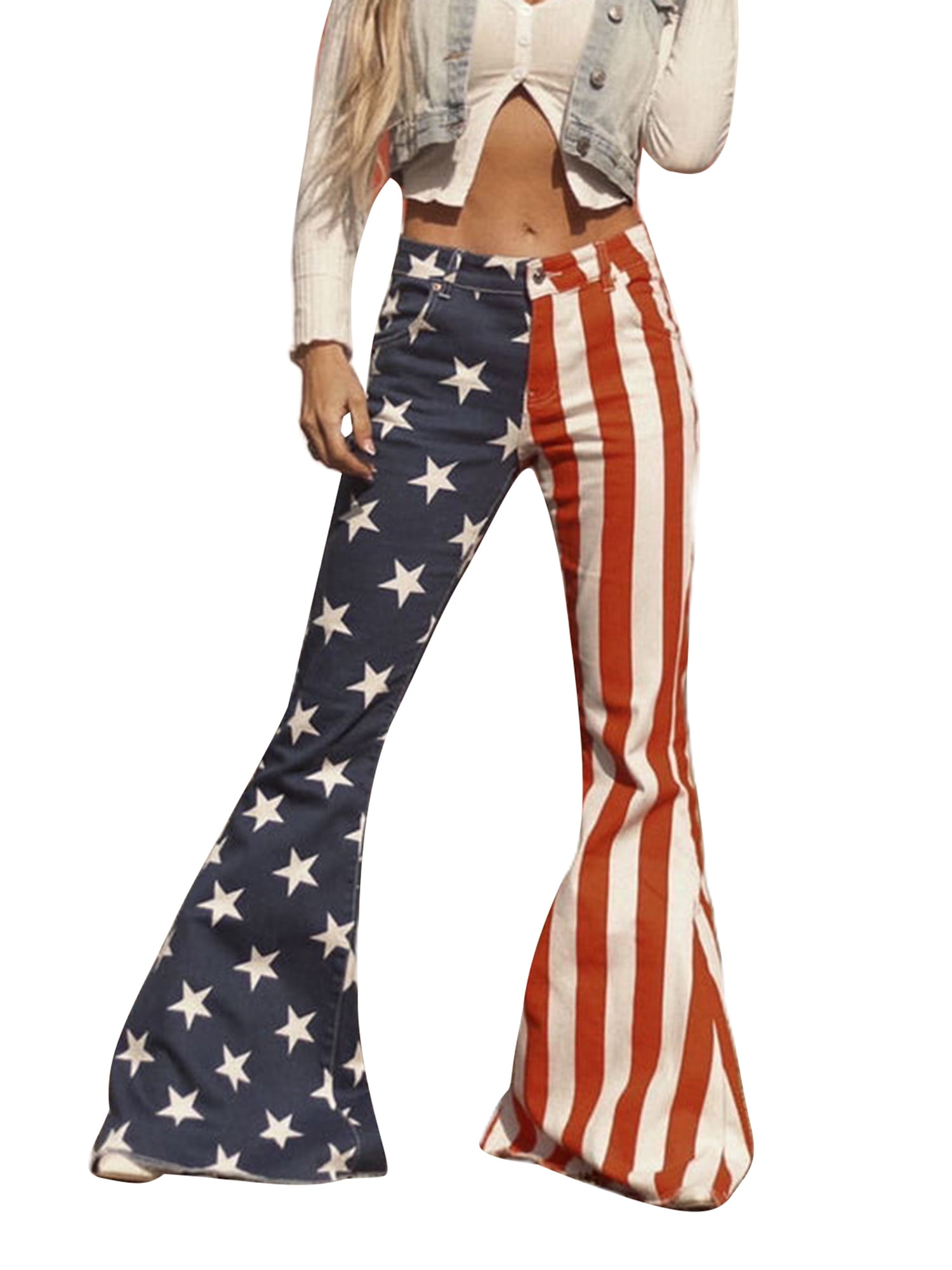 Luiryar Women Girls American Flag Print Flared Pants Patriotic Pattern ...