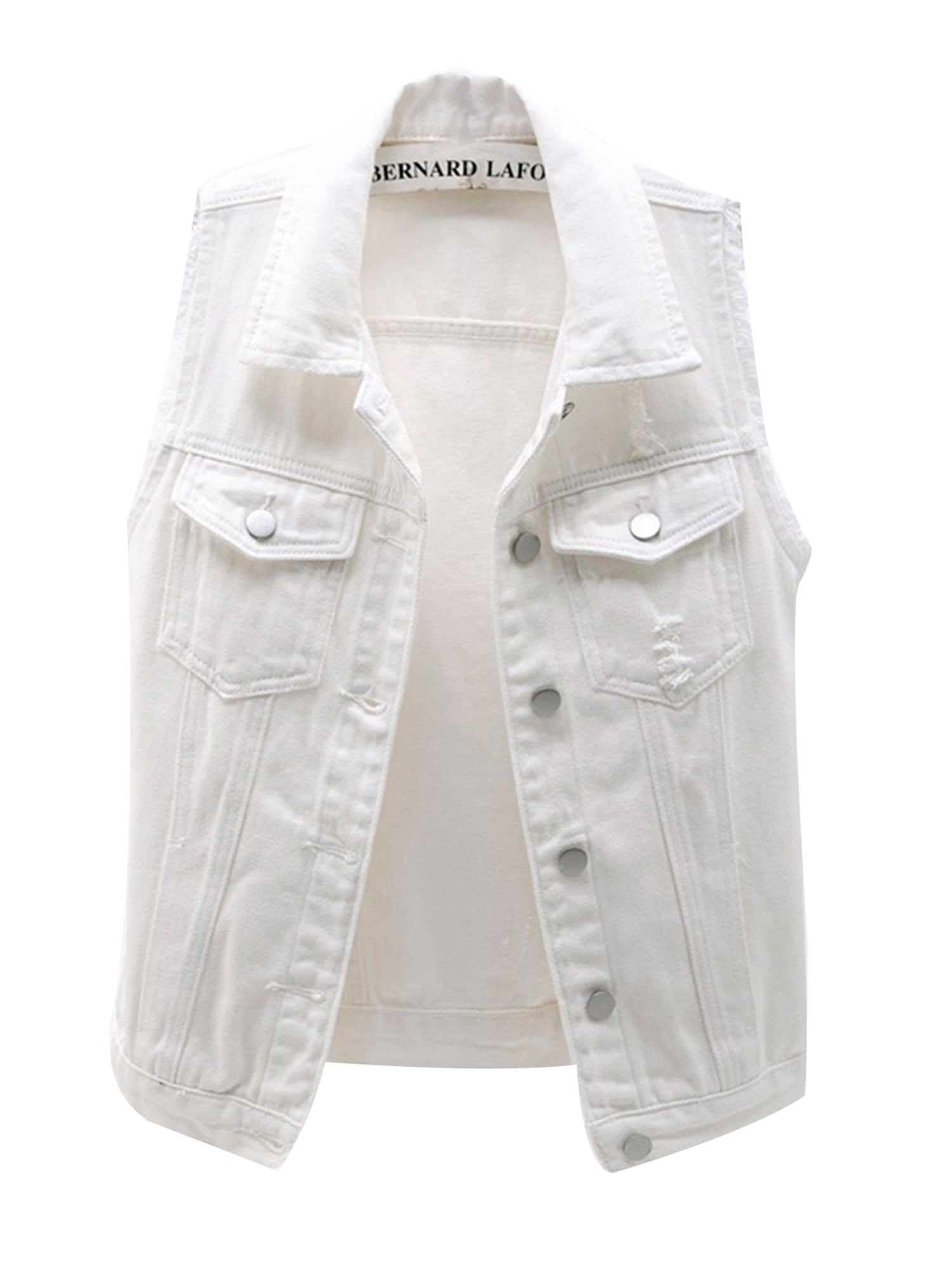 Luiryar Women's Crop Distressed Ripped Jean Vests Classic Sleeveless ...