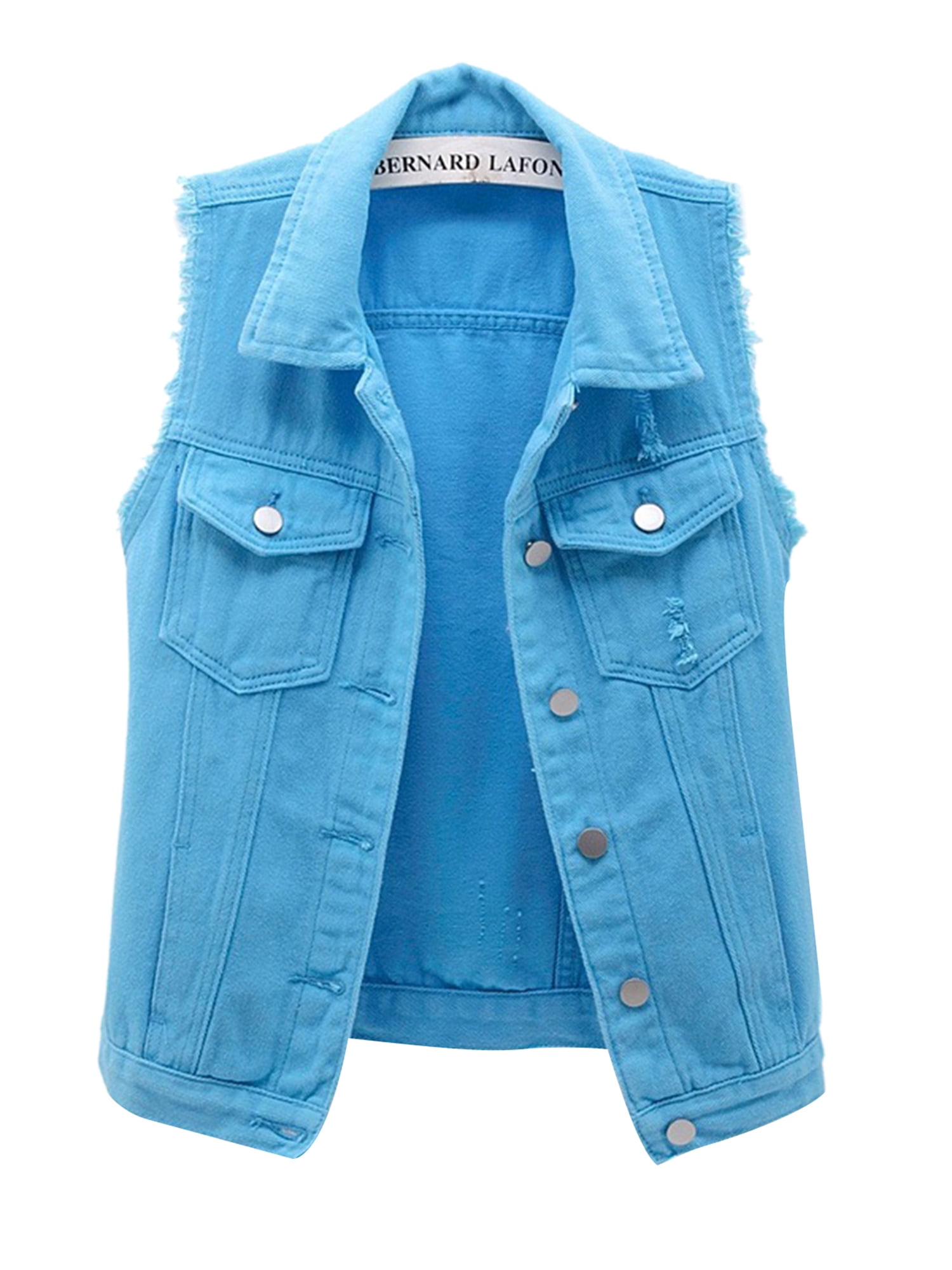 Luiryar Women's Crop Distressed Ripped Jean Vests Classic Sleeveless ...