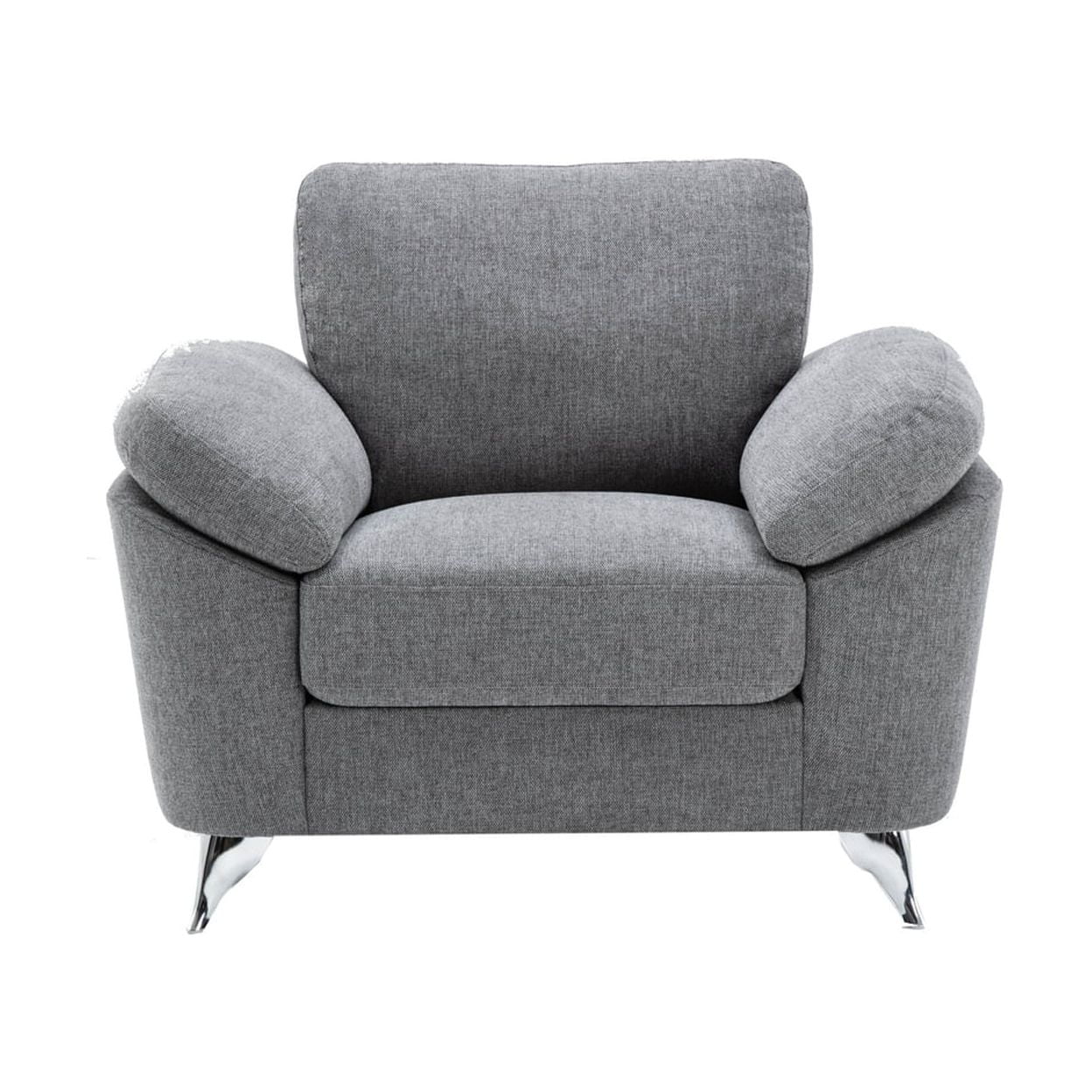 Luis 35 Inch Accent Chair, Gray Polyester Fabric, Sloped Pillow Top ...