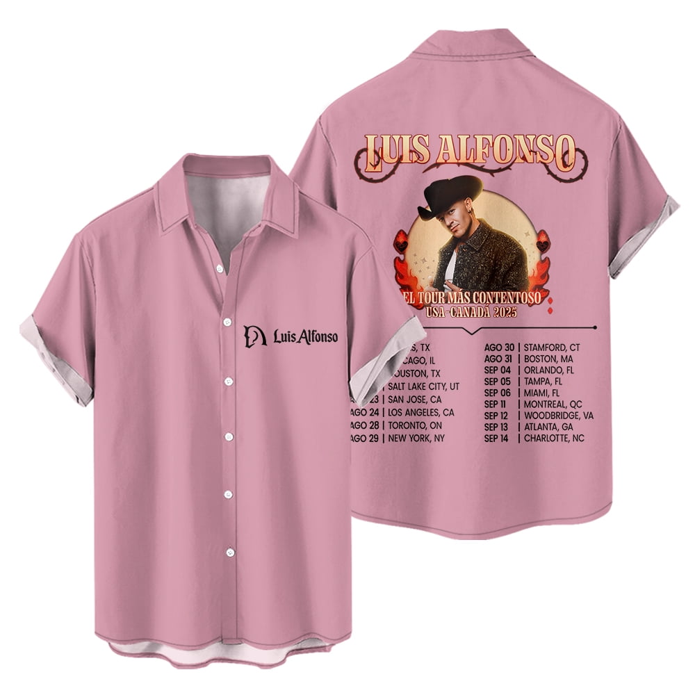 Luis Alfonso El Tour Mas Contentoso Merch Unisex Button Down Shirts Short Sleeve T-shirts Casual ...