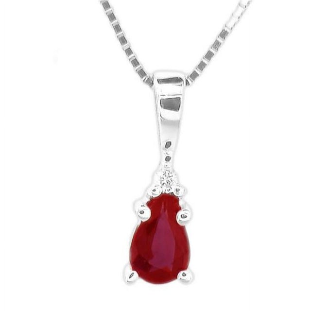 Luis Creations Diamond And Natural Heated Pear Shaped Ruby Pendant In ...
