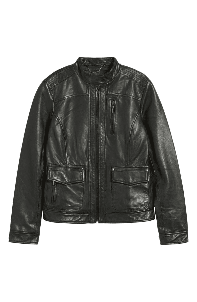 Luis Leather Genuine Leather Black Racer Jacket For Women With 2 flap ...