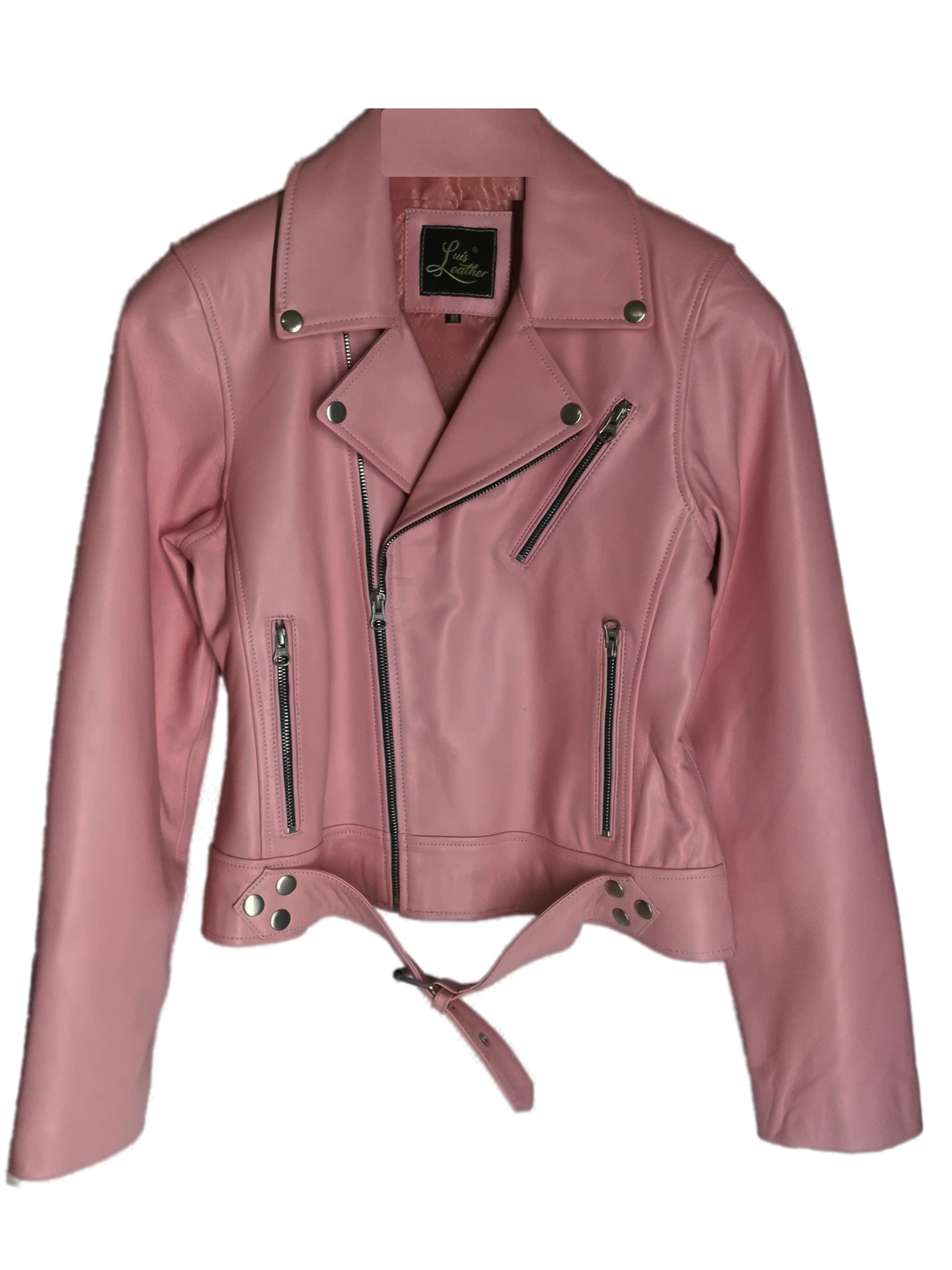 Luis Leather Women's Lambskin Leather Biker Pink Jacket Custom ...