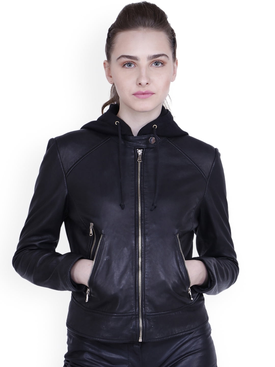 Luis Leather Womens Tough Black Hoody Real Genuine Leather Jacket ...