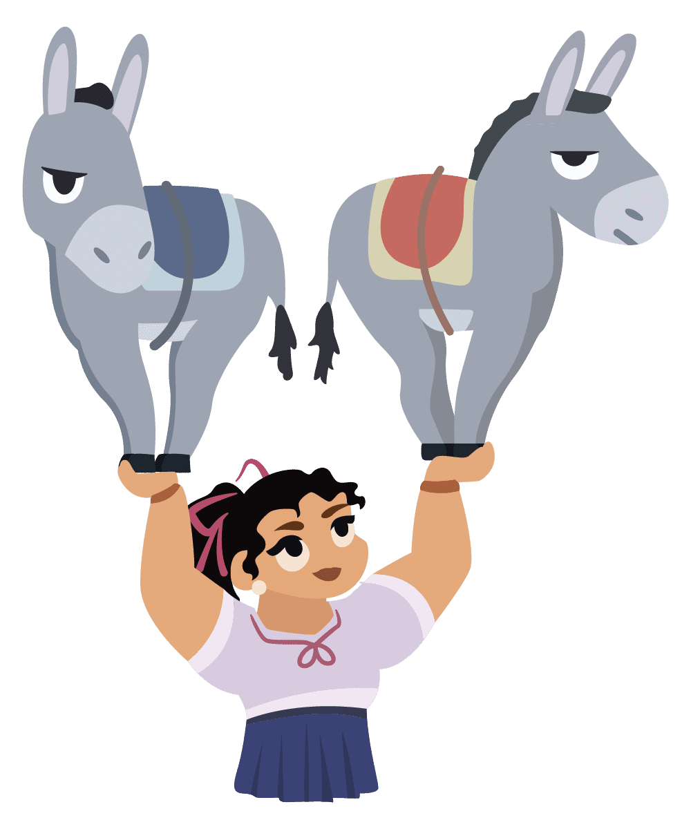 Luisa From Encanto an Animated Movie Holding Two Donkeys with Cartoon ...