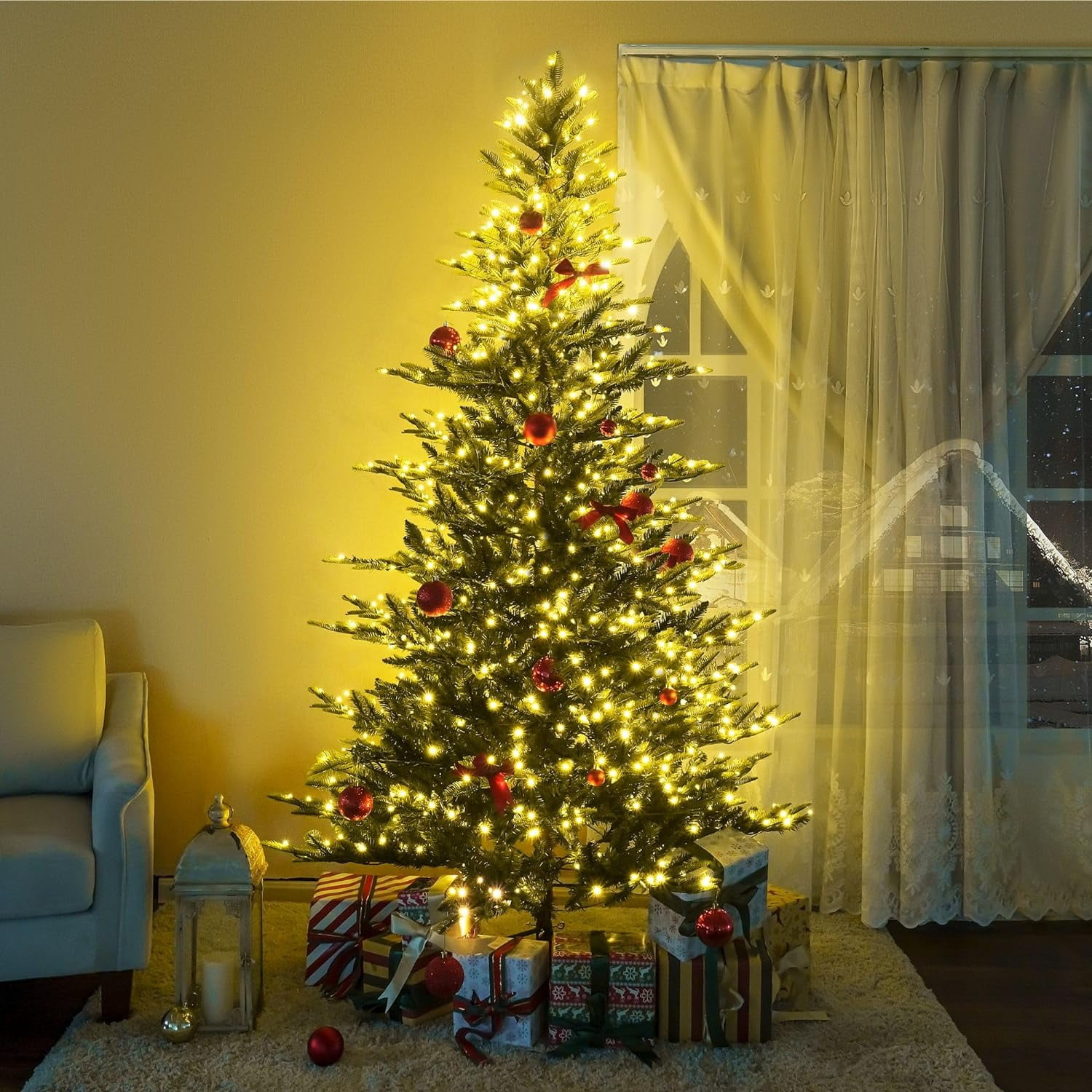 Lujan 7.5ft Prelit Aritificial Christmas Tree with 1266 Branch Tips ...