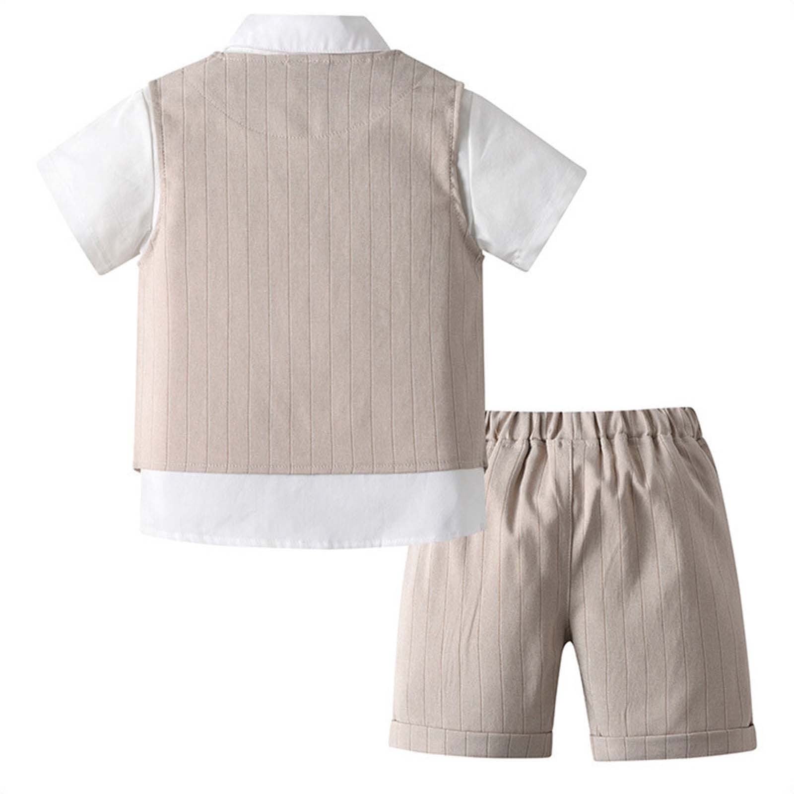 Lujianch A Boys' Summer British Style Suit Short Sleeved Shirt Shorts ...