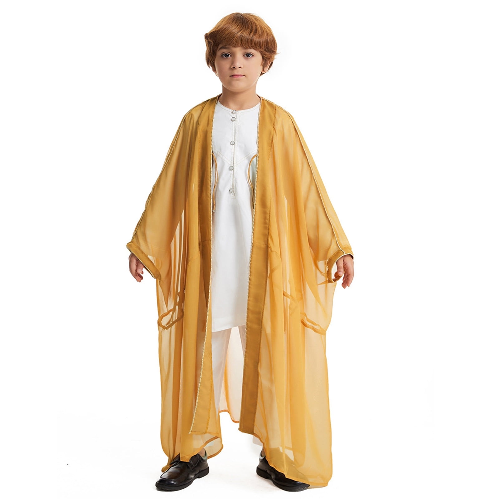 Lujianch Arabic Thobe Muslim Thobe Long Sleeve Kaftan Crew Robe ...